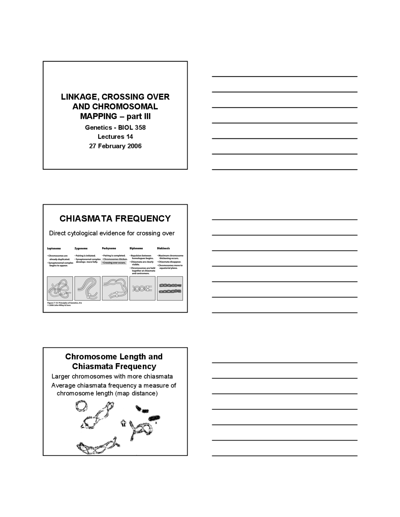 Linkage Crossing Over And Chromosomal Mapping Lecture Slides Biol 358 Docsity