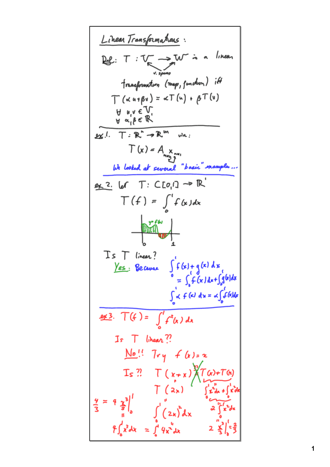 Notes For Linear Transformations Linear Algebra Math 240 Docsity