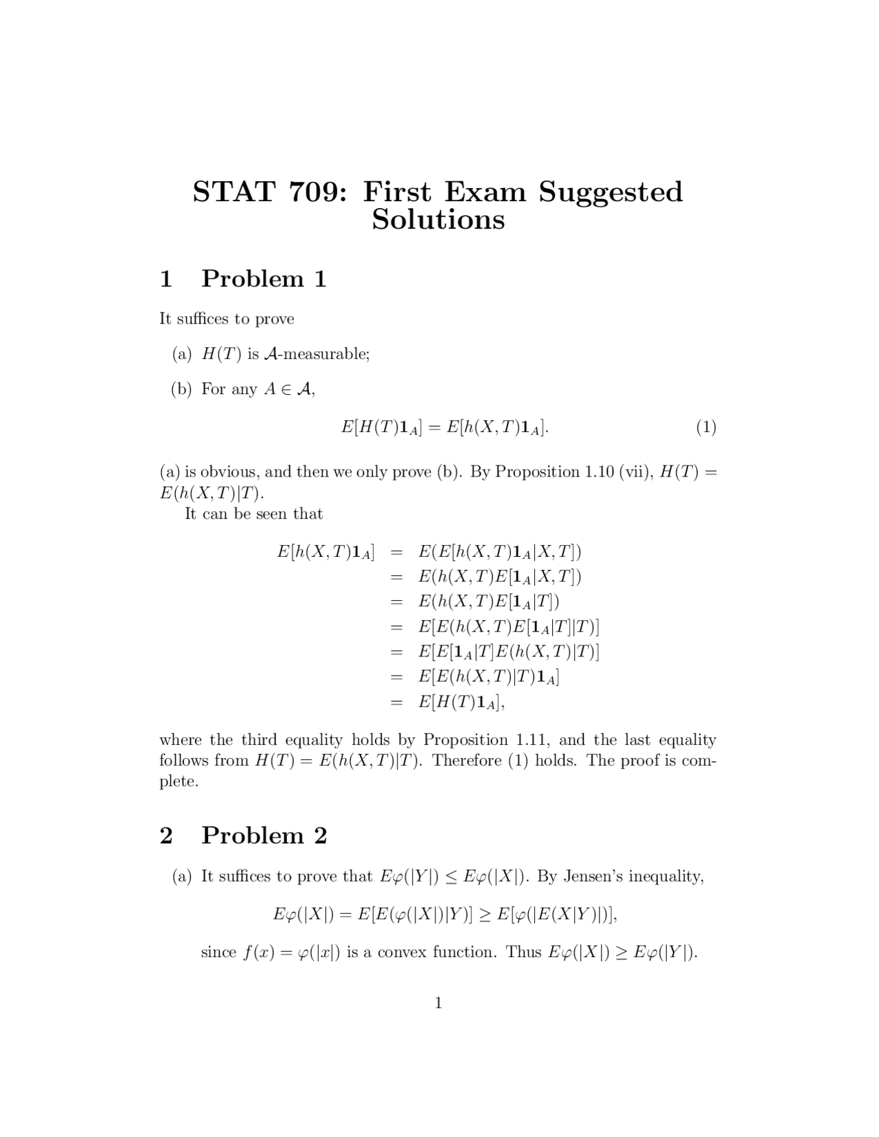 2 Solved Problems On Mathematical Statistics Stat 709 Docsity