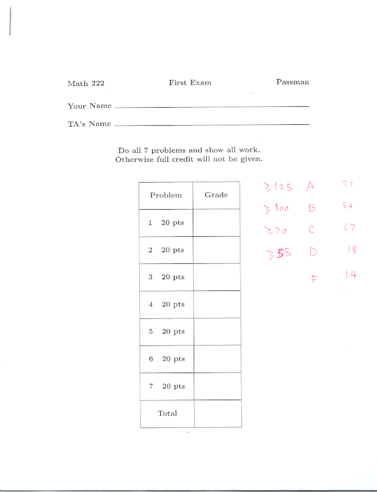Solution Manual For Exam 1 Calculus And Analytic Geometry Math 222