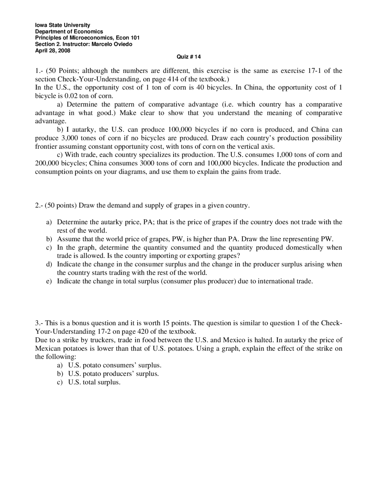 Practice Quiz 14 Principles Of Microeconomics Econ 101 Quizzes