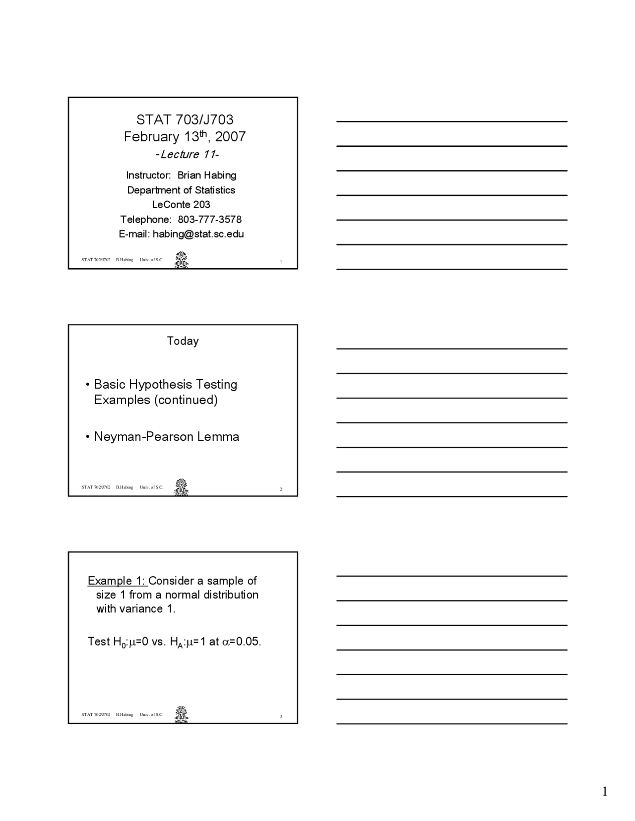 Basic Hypothesis Testing Examples Neyman Pearson Lemma Slides Stat