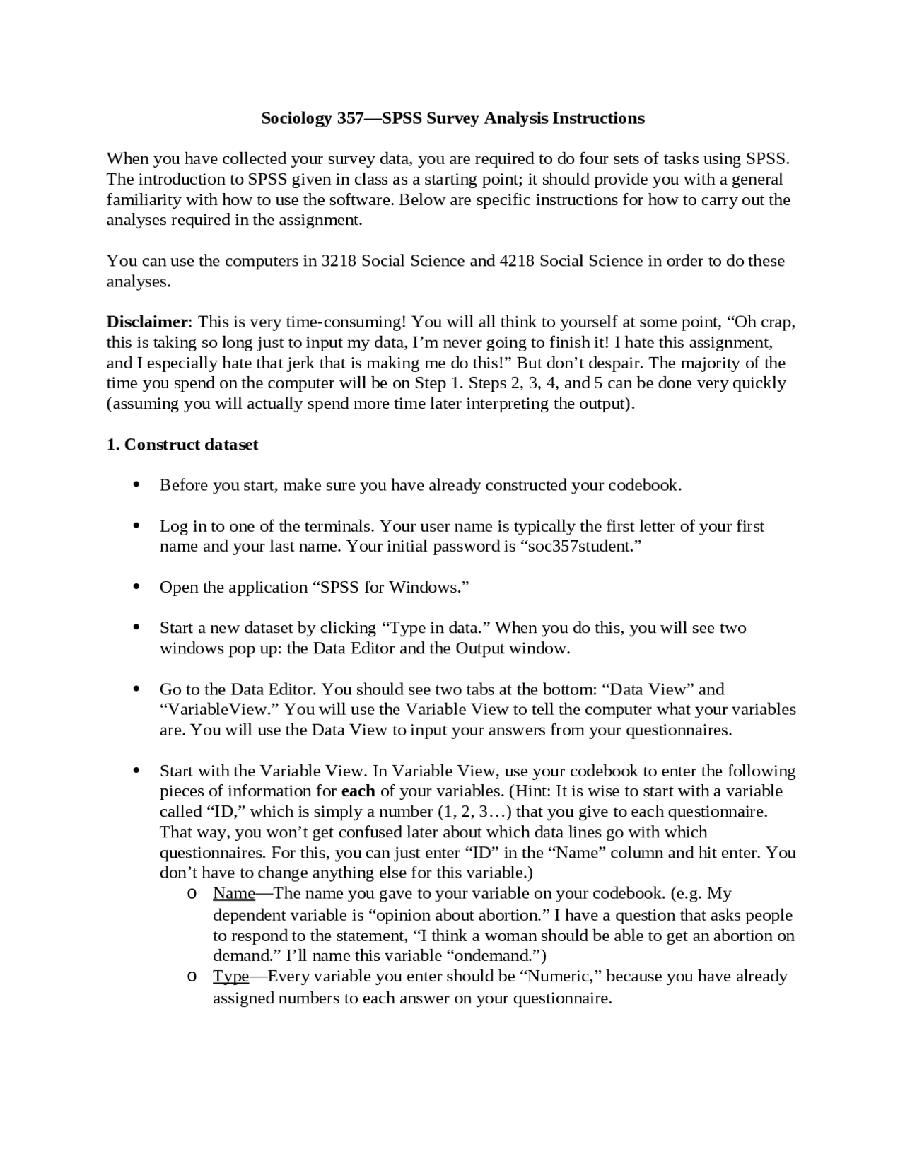 Methods Of Sociological Inquiry Spss Survey Analysis Instructions