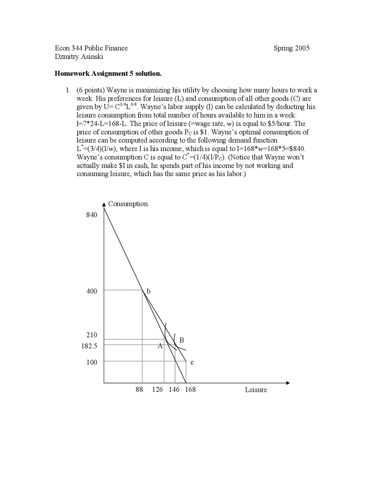 Assignment 5 With Solutions For Public Finance Econ 344 Docsity