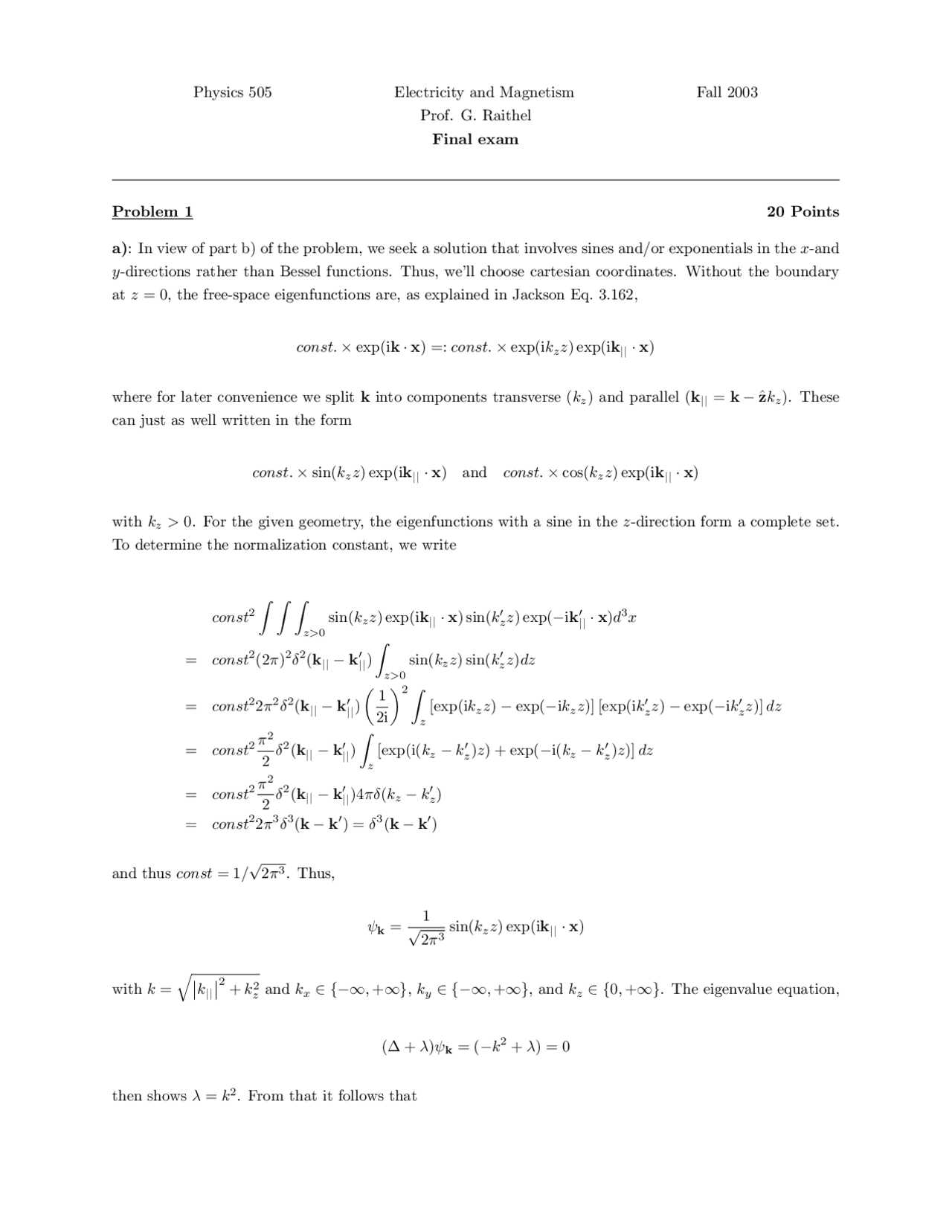 3 Solved Problems Final Exam Electricity And Magnetism I Physics