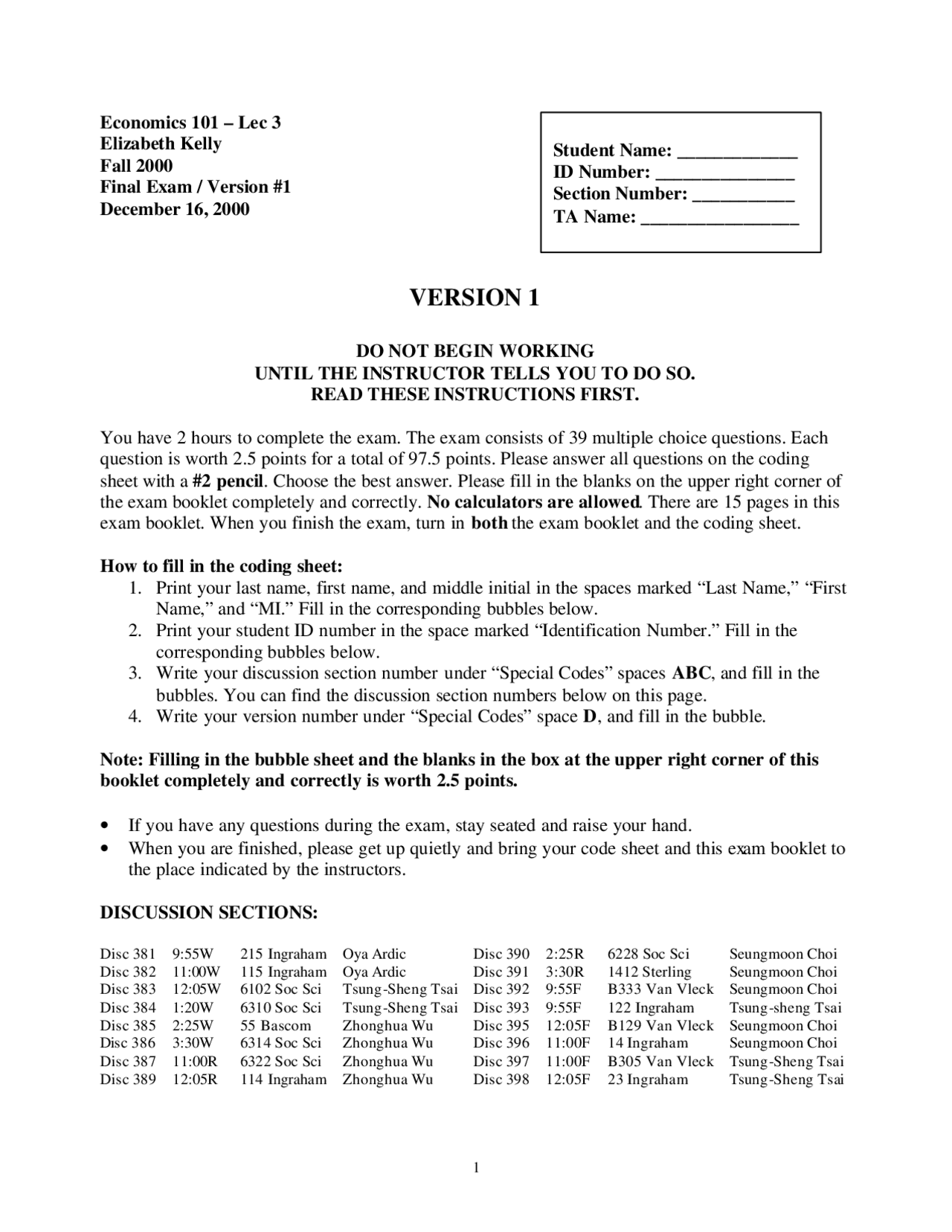Past Final Exam Principles Of Macroeconomics Fall 2002 Econ 101