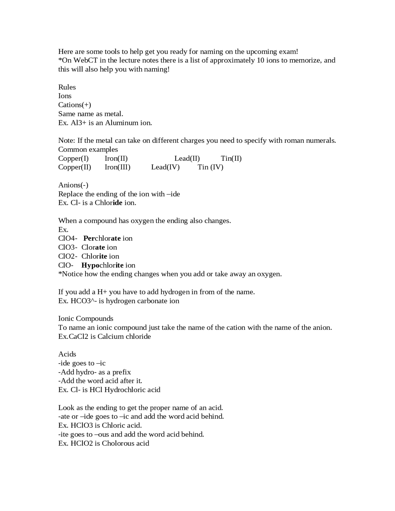 Ionic Compounds Lecture Notes Chem 163 Docsity