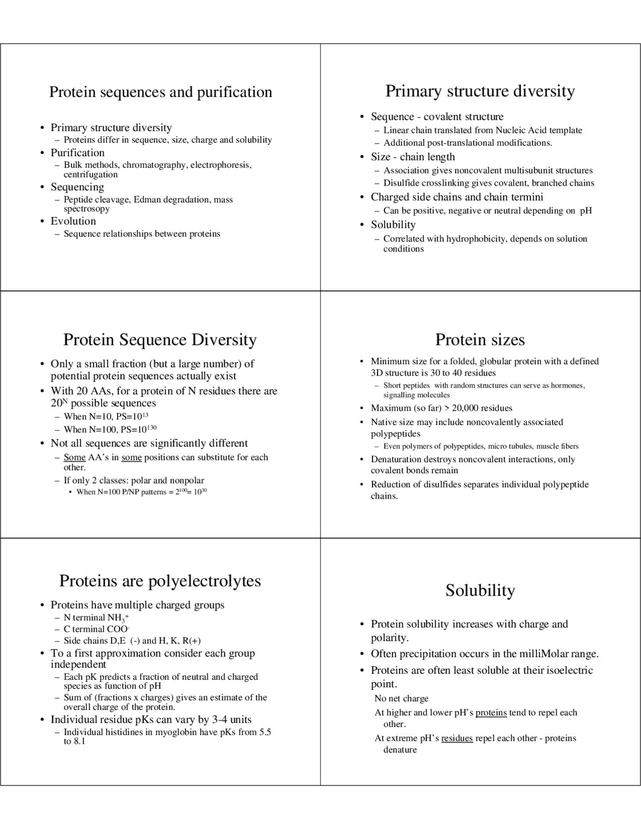 Protein Sequences And Purification Lecture Notes Chem 471 Docsity