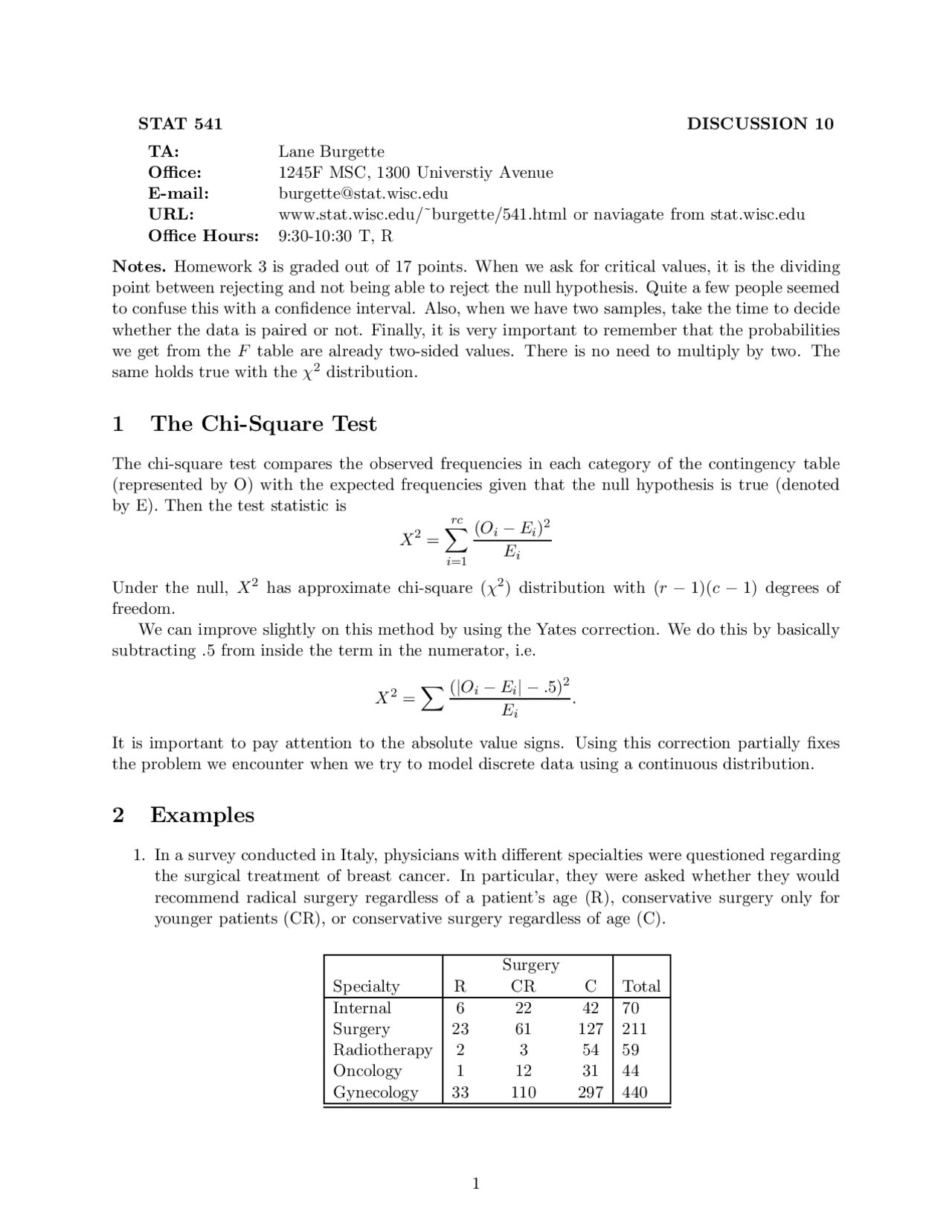 Introduction To Biostatistics Homework 3 Stat 541 Docsity