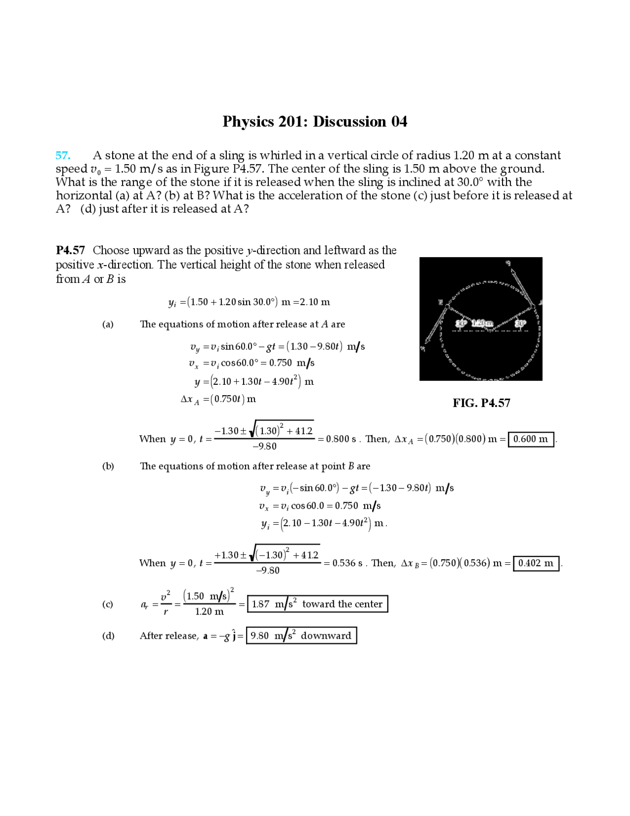 Practice Questions On General Physics Test Physics 201 Docsity