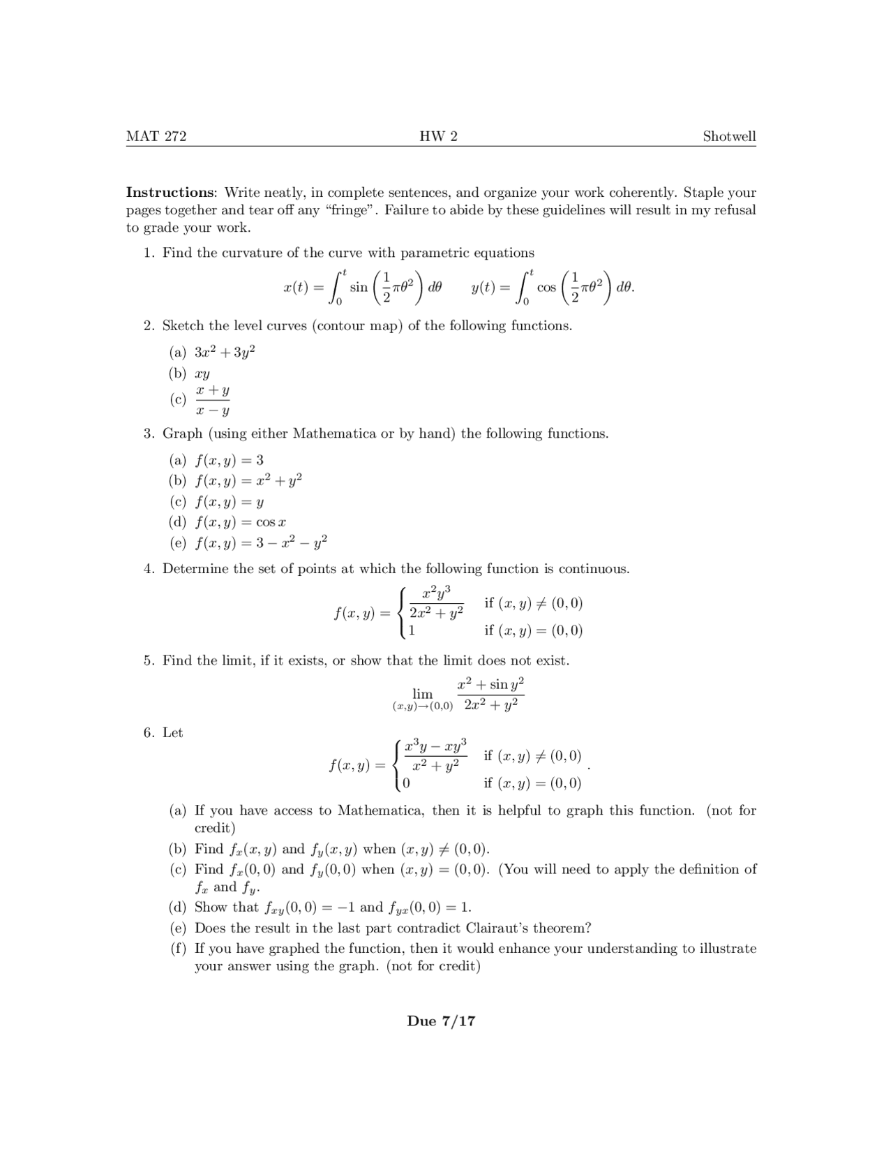 Homework 2 Questions Calculate With Analytic Geometry Iii Mat 272