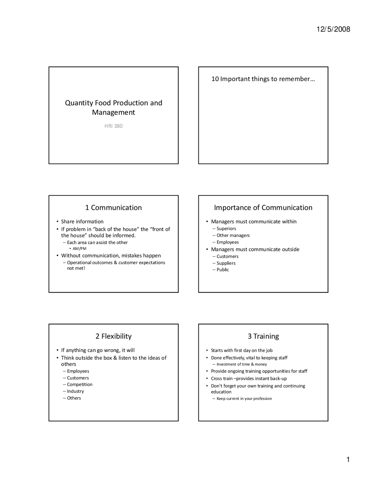 Slides For Quantity Food Production And Management Hri 380 Docsity