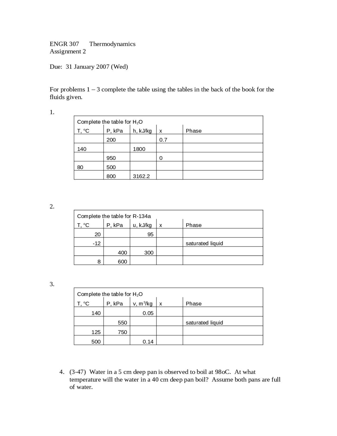 Assignment 2 For Thermodynamics Engr 307 Docsity