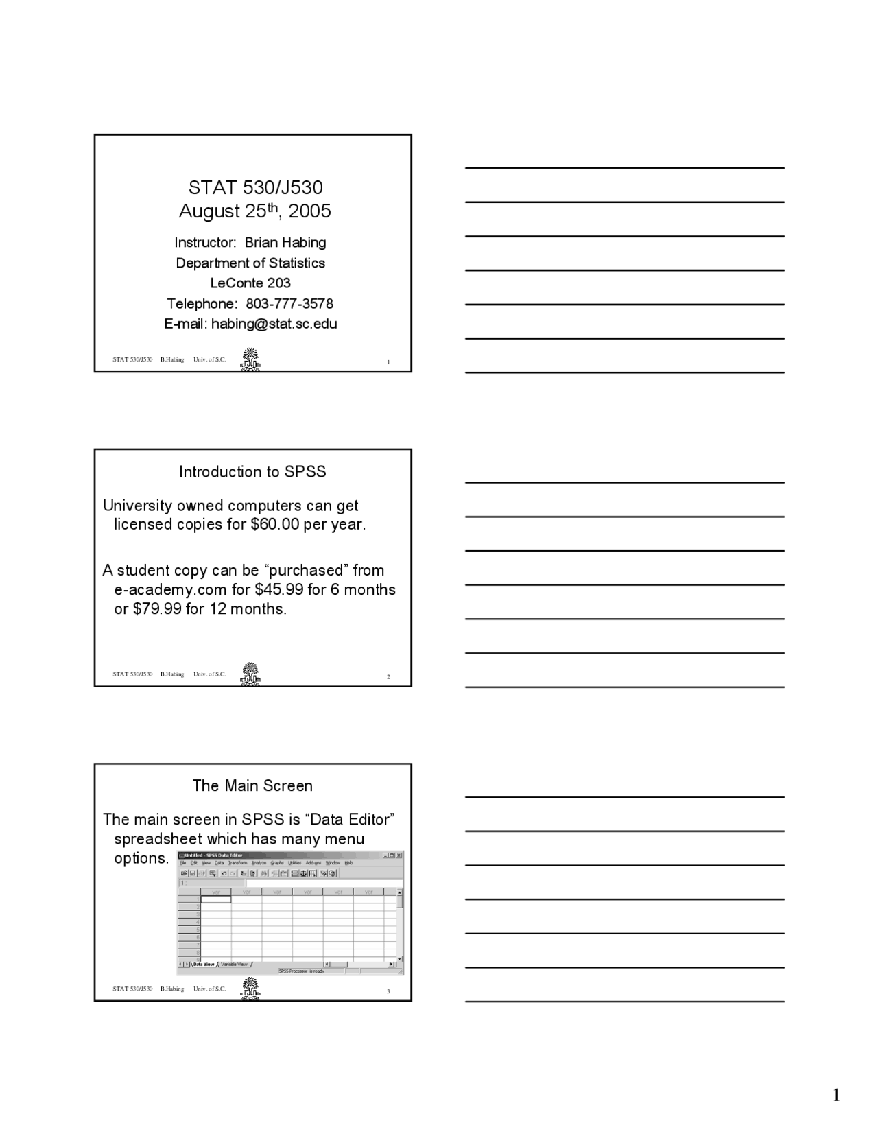 Introduction To Spss Lecture Slides Stat 530 Docsity