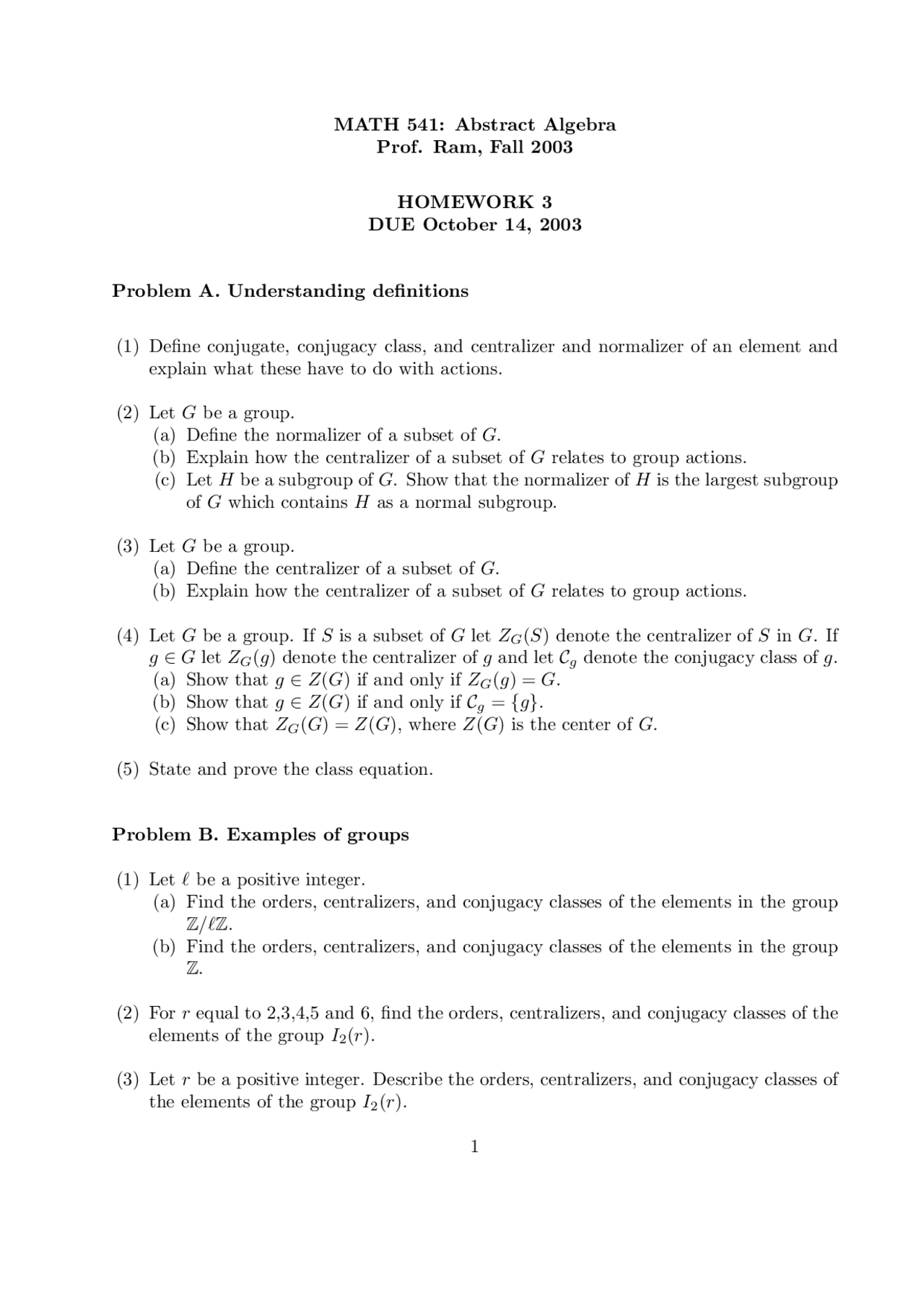 Homework 3 Problems For Modern Algebra Math 541 Docsity