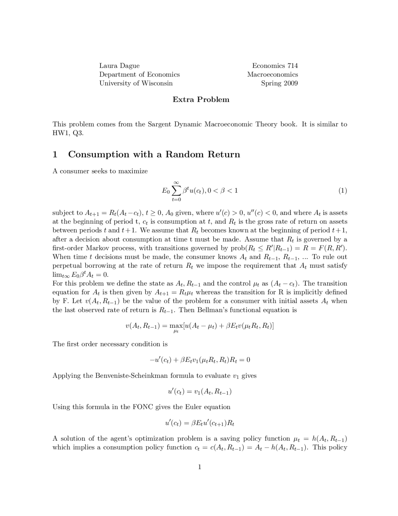 Extra Problem Practice Economic Theory Docsity