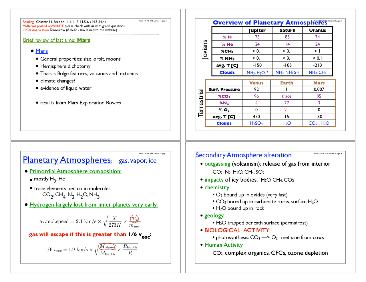 Overview Of Planetary Atmospheres Sky And Solar System Astro 120