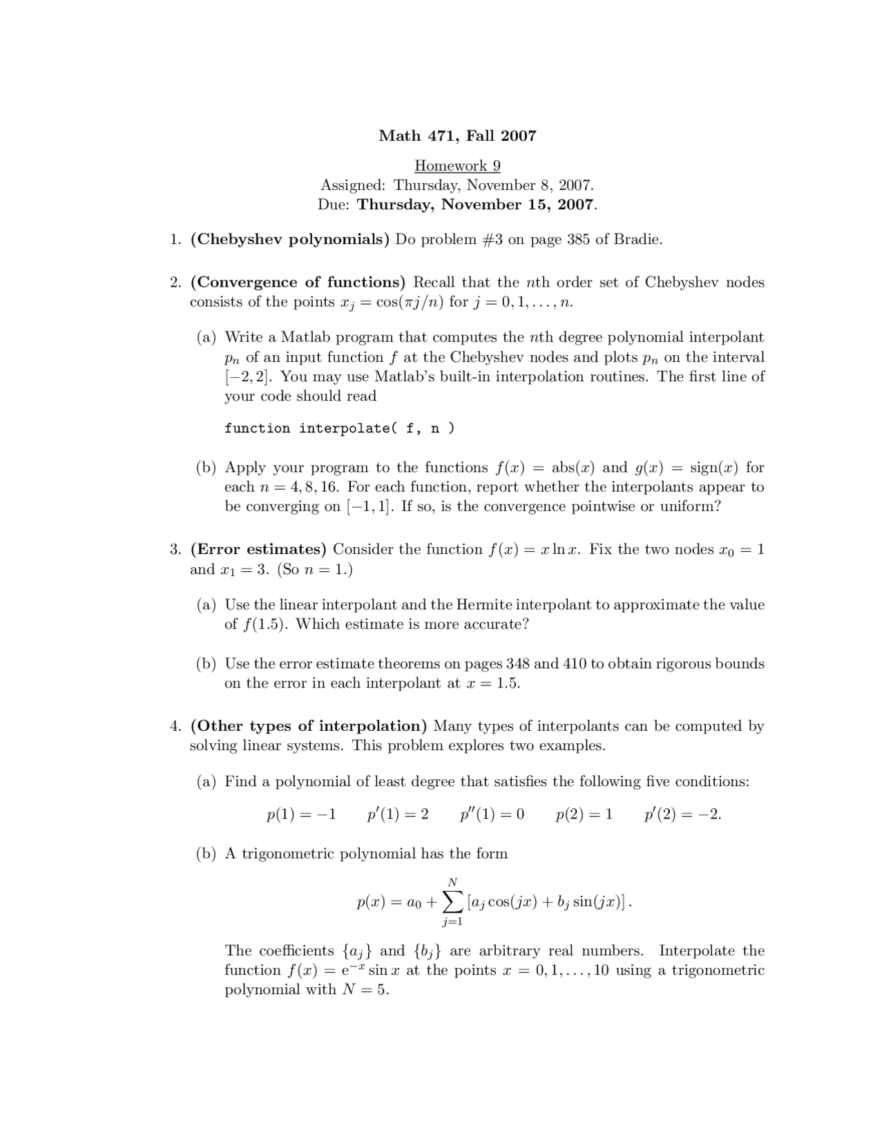 4 Practice Problems On Introduction To Numerical Methods Homework 9