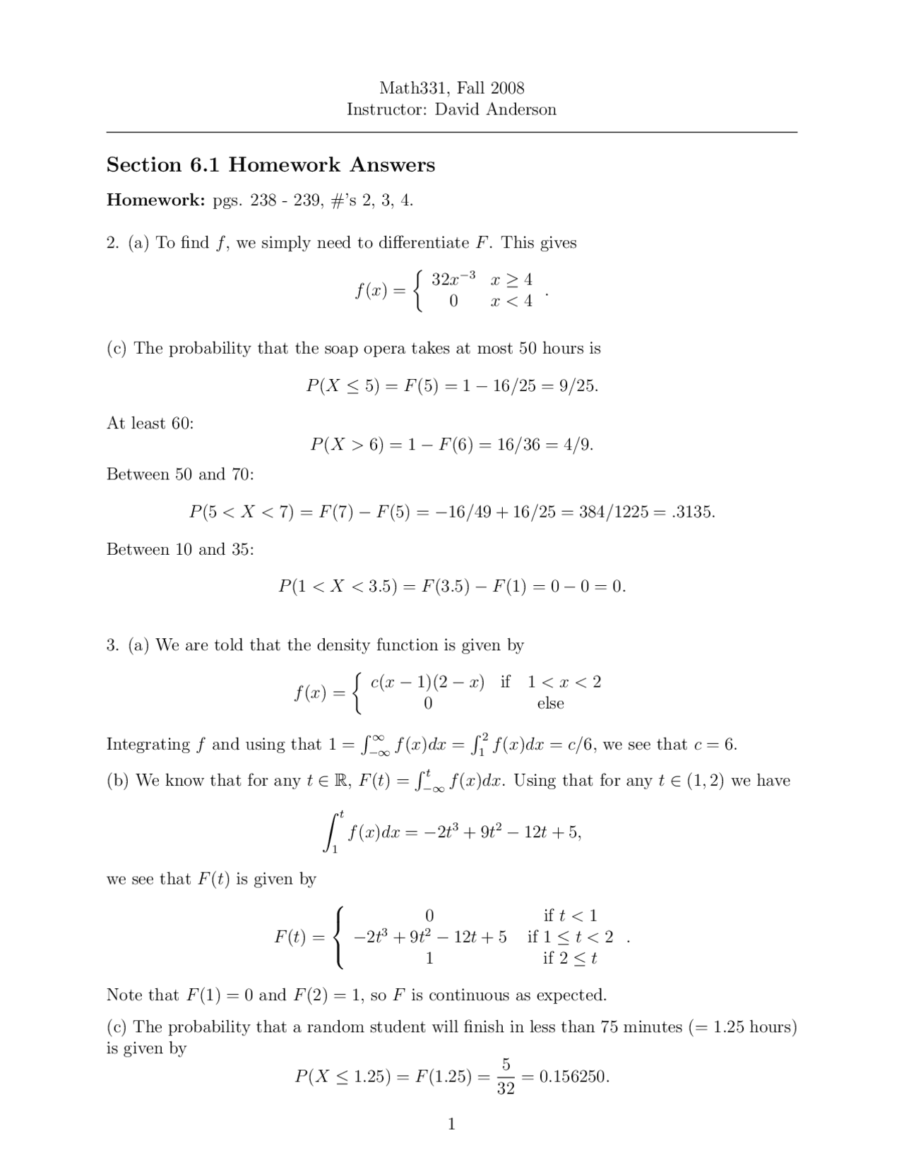 Probability and Markov Chain Models - Assignment with Solutions | MATH 331 - Docsity