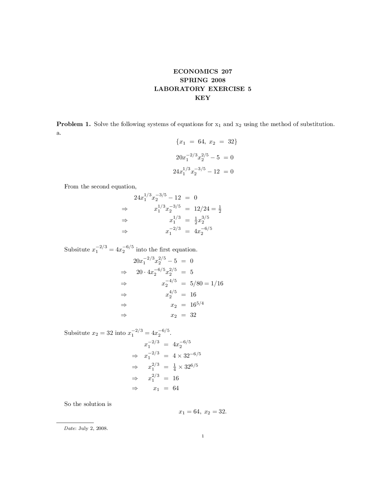 Laboratory Exercise 5 With Solution For Applied Economics Optimization