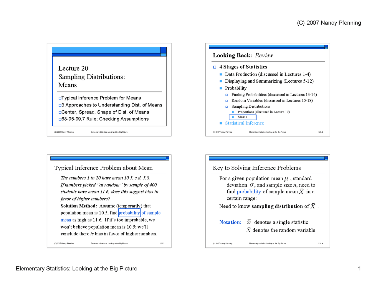 Sampling Distribution Means In Applied Statistics Lecture Slides