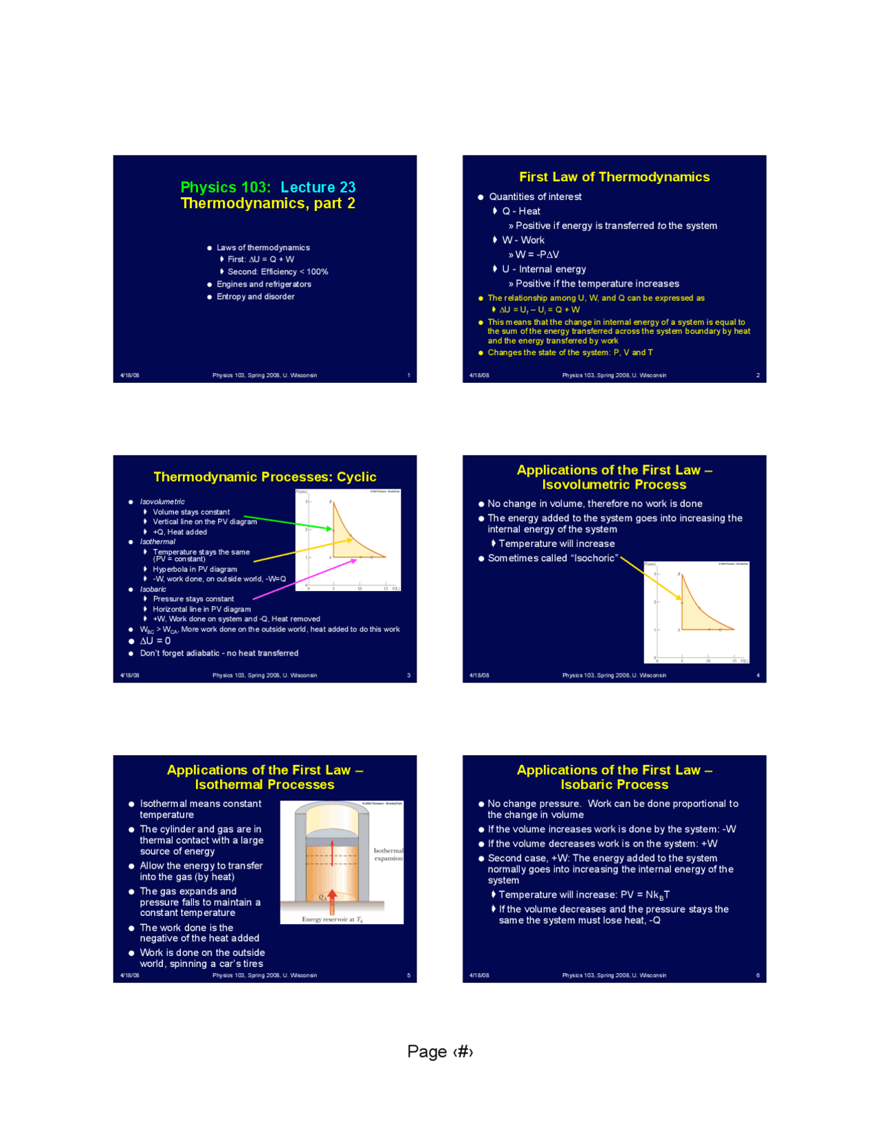 The First Law of Thermodynamics - Lecture Slides | PHYSICS 103 - Docsity