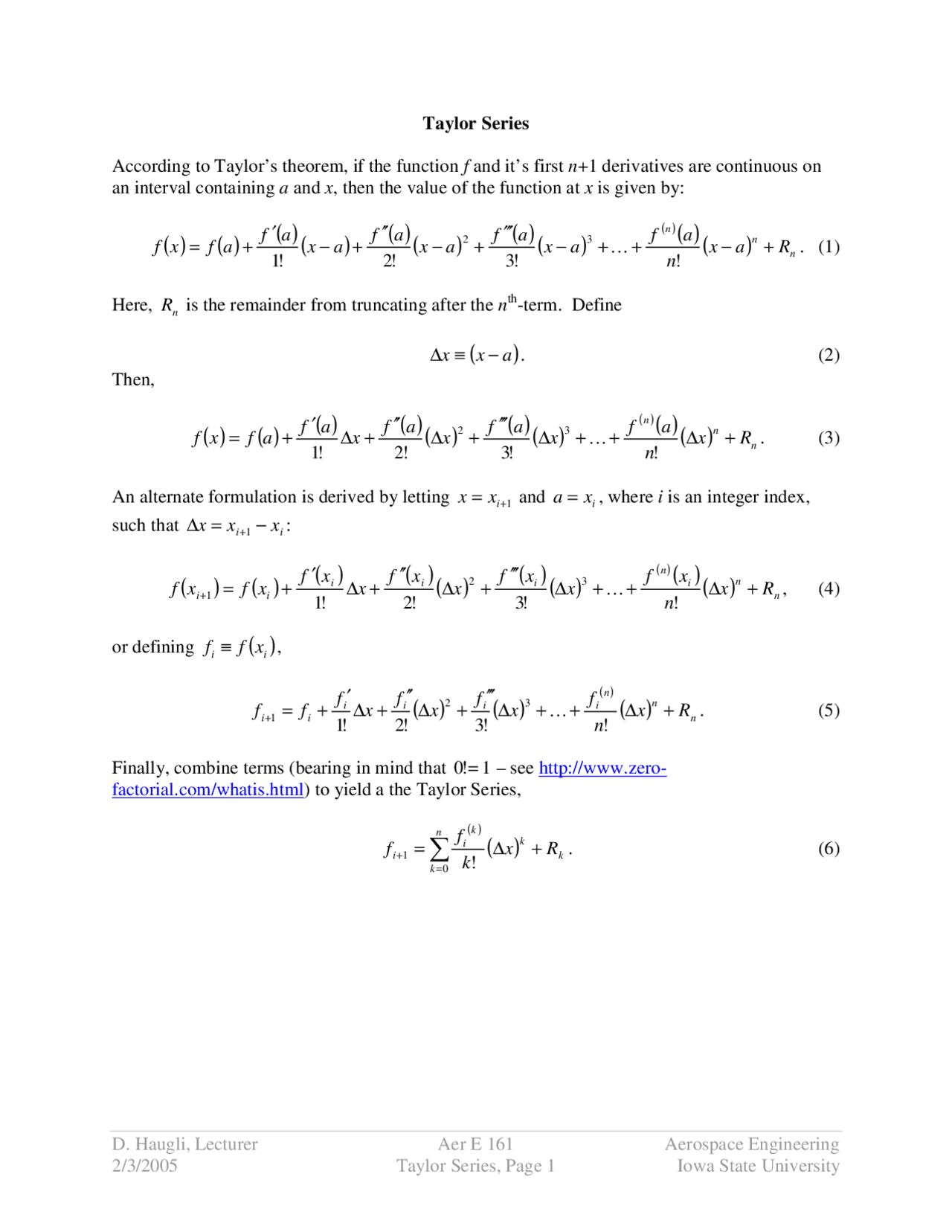 Taylor Series | Numerical, Graphical and Laboratory Techniques for ...