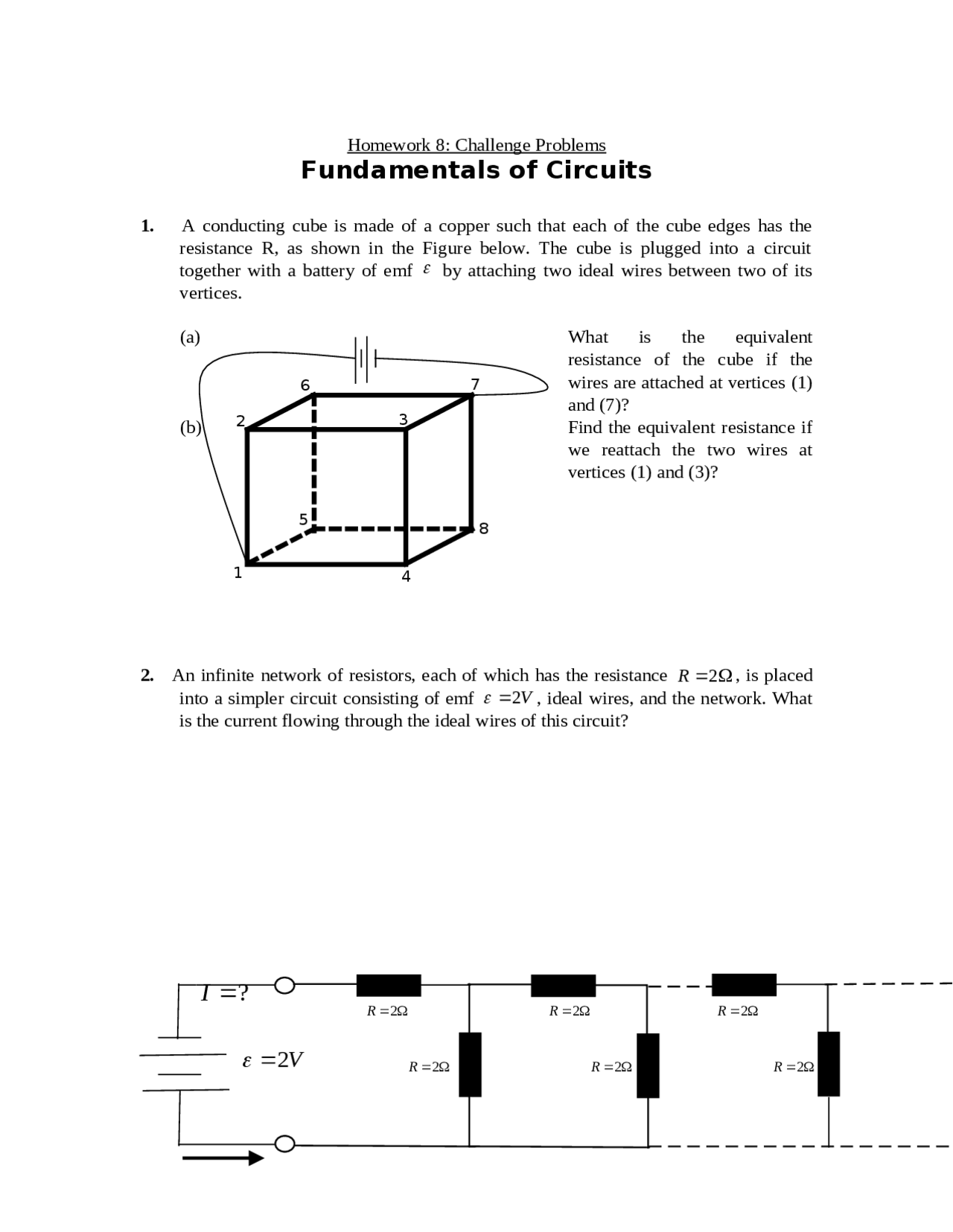 Homework 8 Problems Fundamentals Of Circuits Phys 208 Docsity