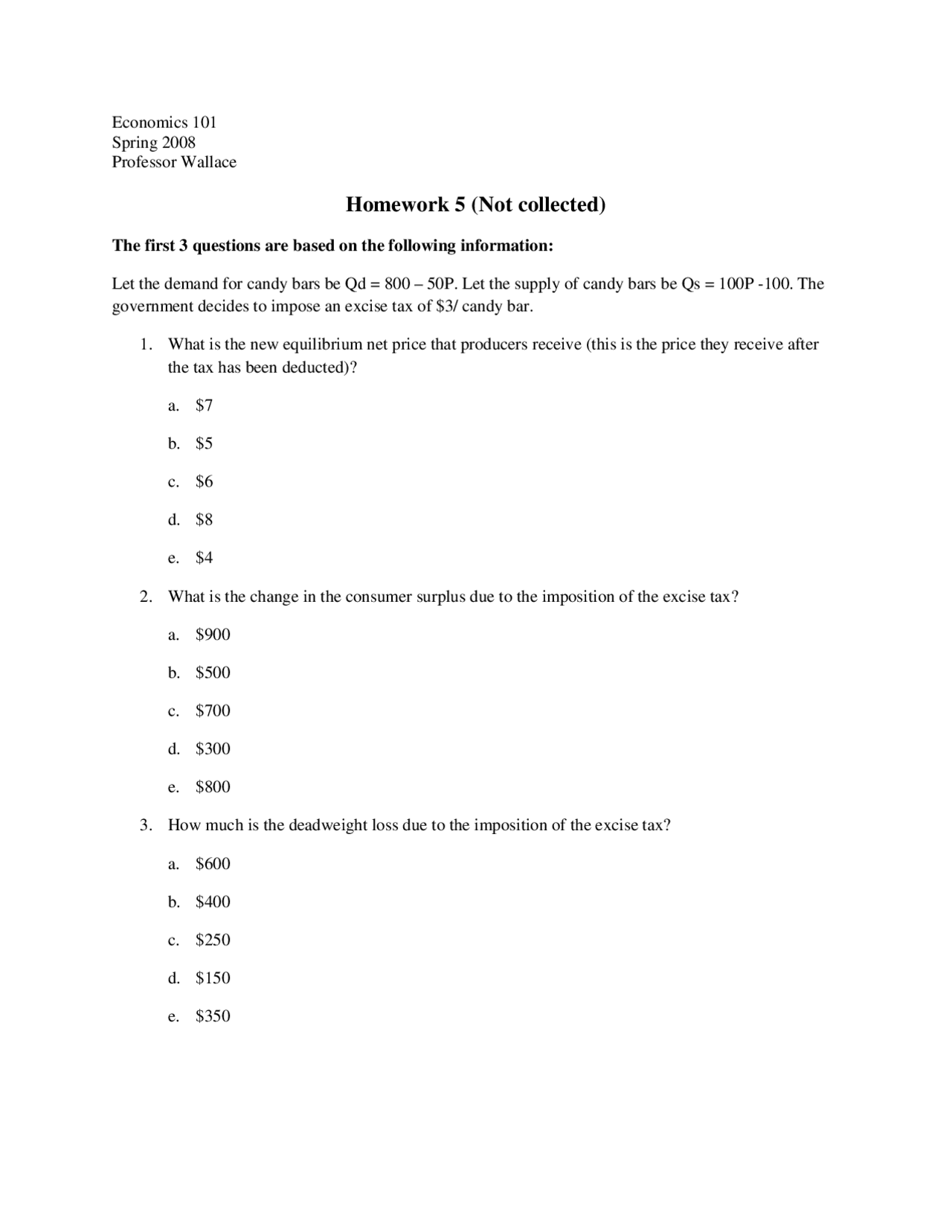 Homework 5 Mcqs For Principles Of Microeconomics Econ 101 Docsity