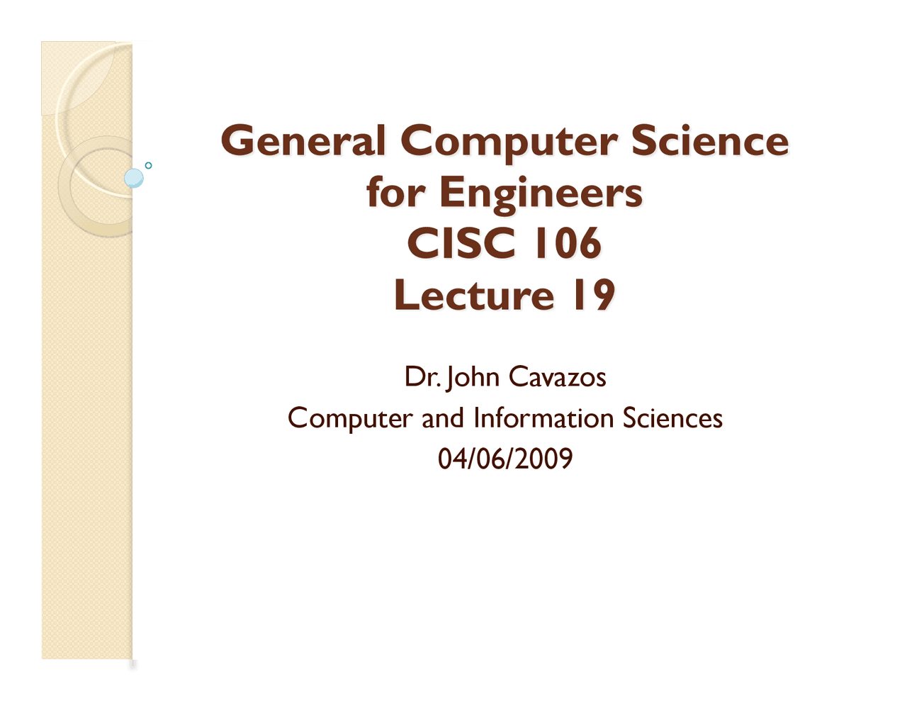 General Chemistry For Engineers Lecture Slides Cisc 106 Docsity
