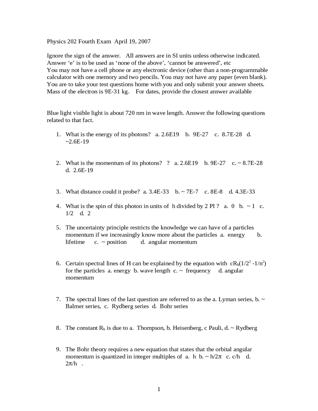 54 Questions Of General Physics Ii Exam 4 Phys 202 Docsity