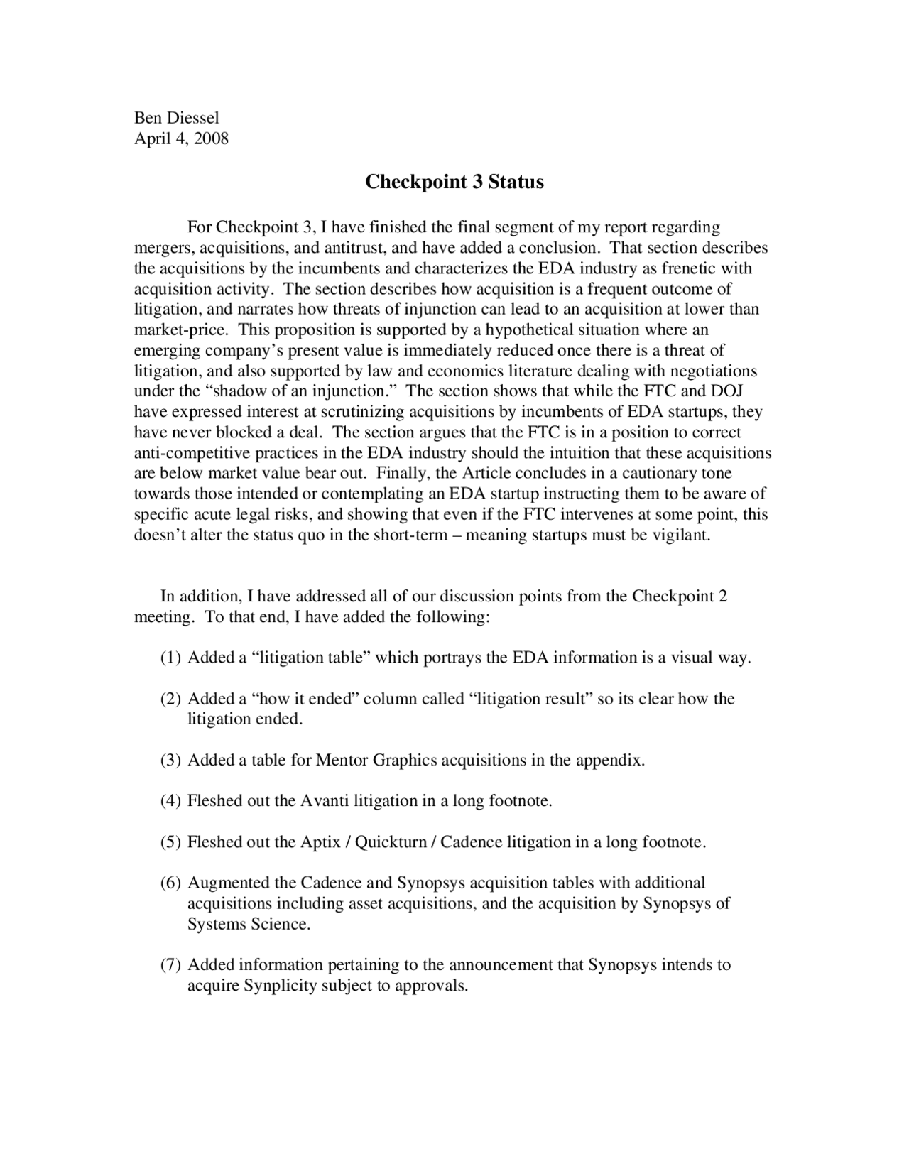 Checkpoint 3 Status Cad Verification And Digital System Eecs 578