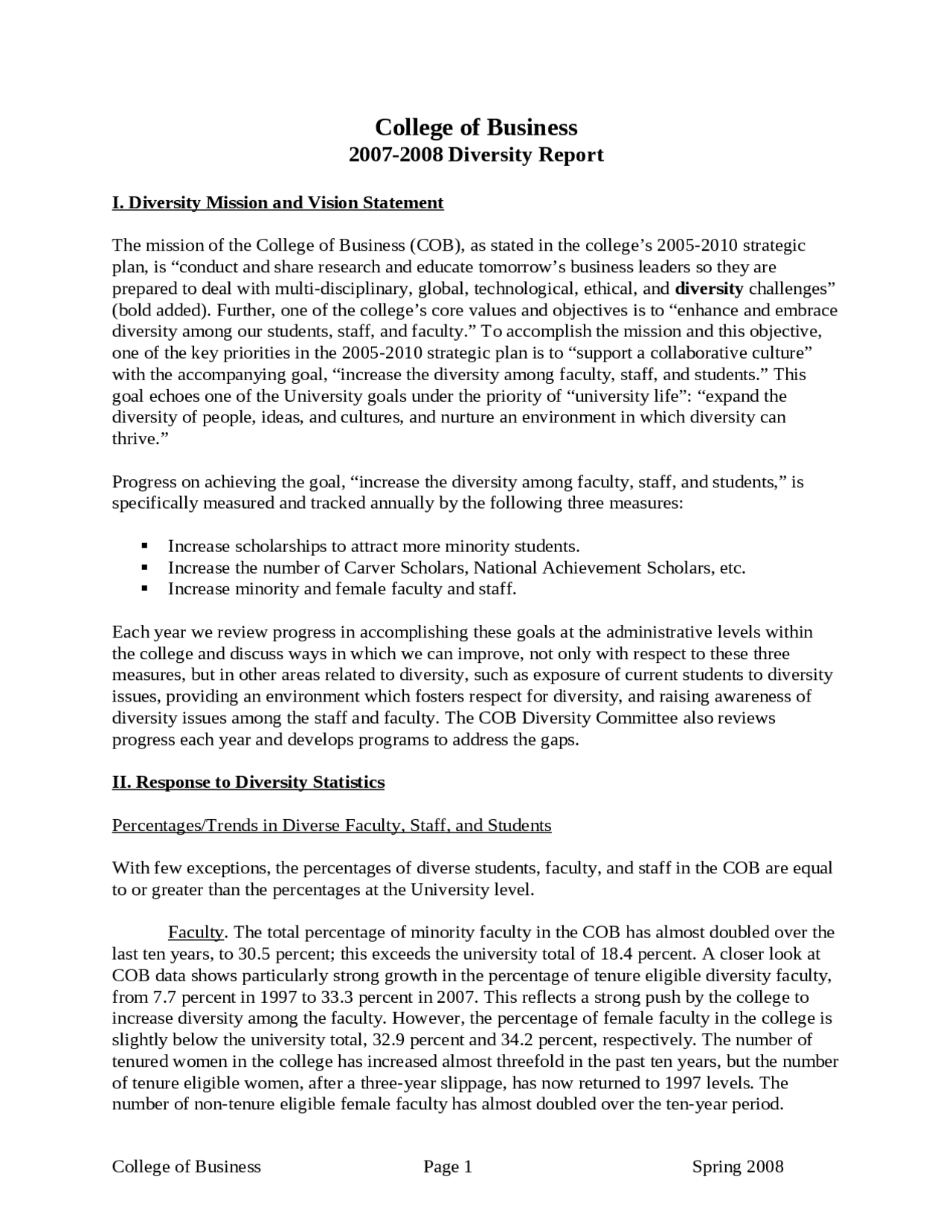 Diversity Mission and Vision Statement - Diversity Report | MGMT 472 ...