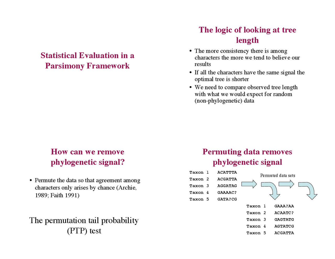 Statistical Evolution In A Parsimony Framework Botany 563 Docsity