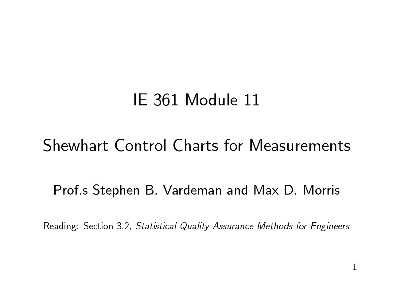 Shewhart Control Charts for Measurements - Module 11 | STAT 231 - Docsity