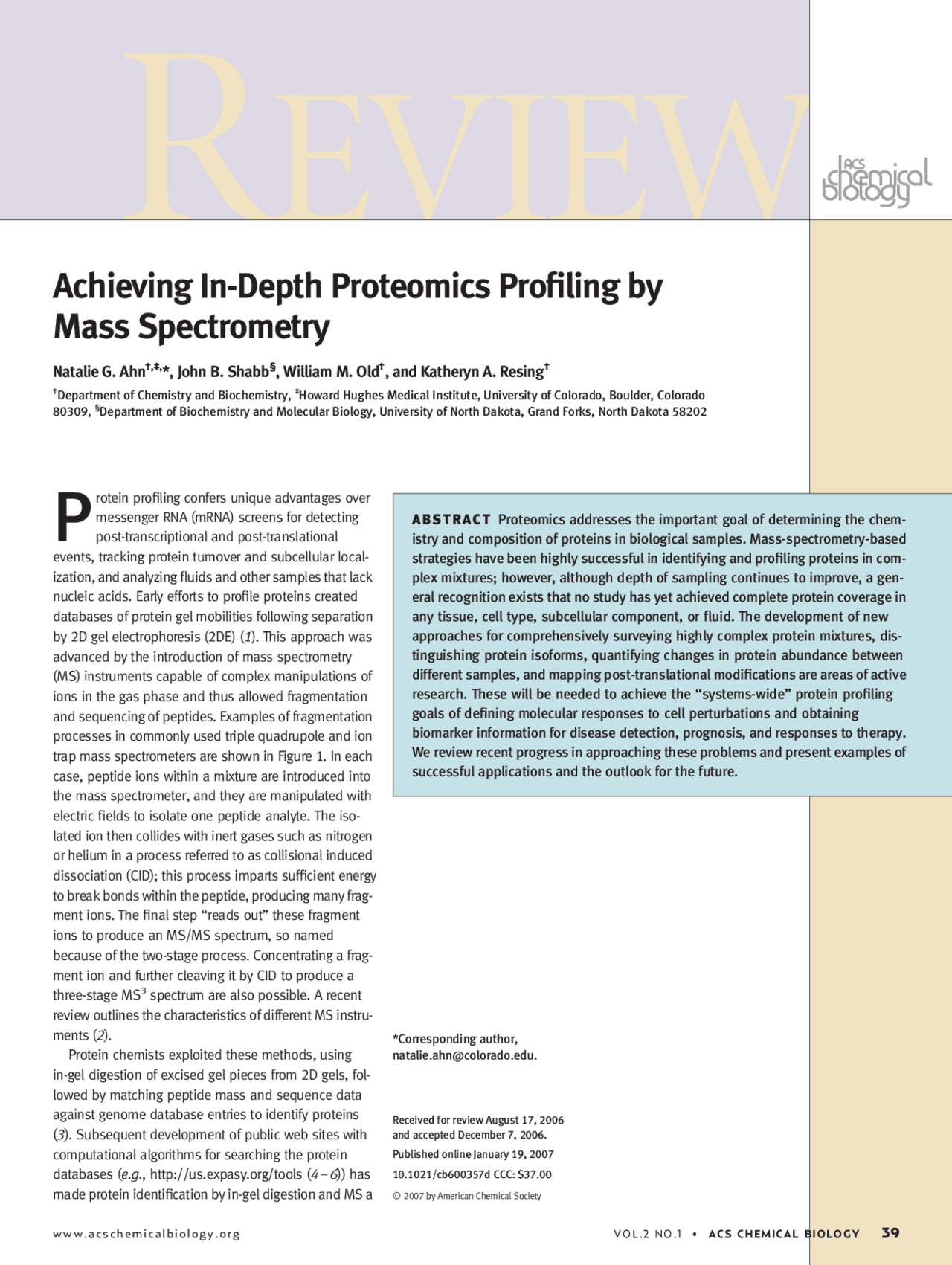 Achieving In Depth Proteomics In Methods Of Biochemistry Biochem 660