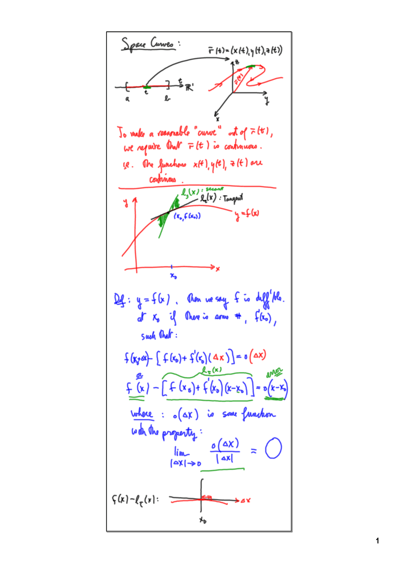 Handout Notes On Space Curves Calculus Iii Math 275 Docsity