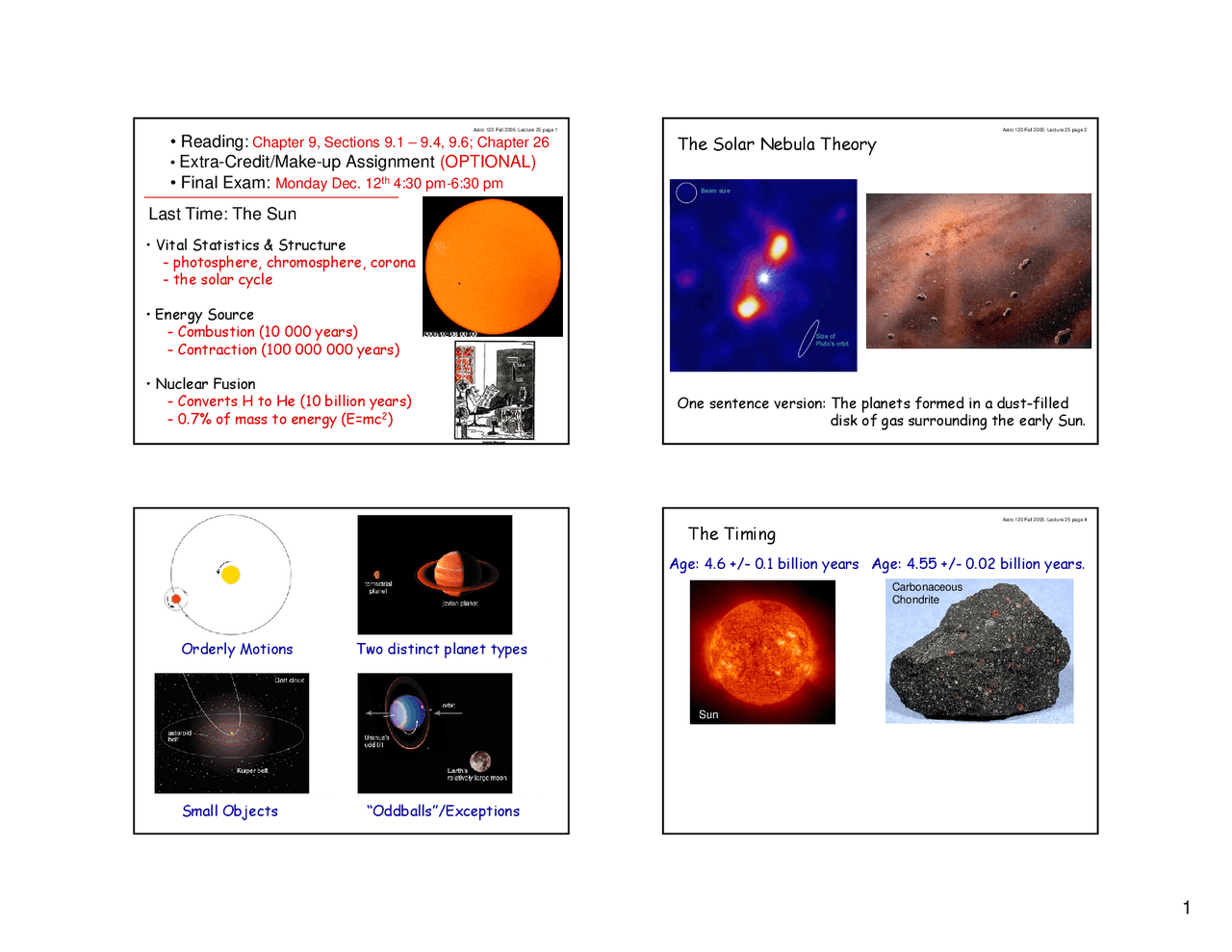 Lecture Slides On The Solar Nebula Theory Astro 120 Docsity