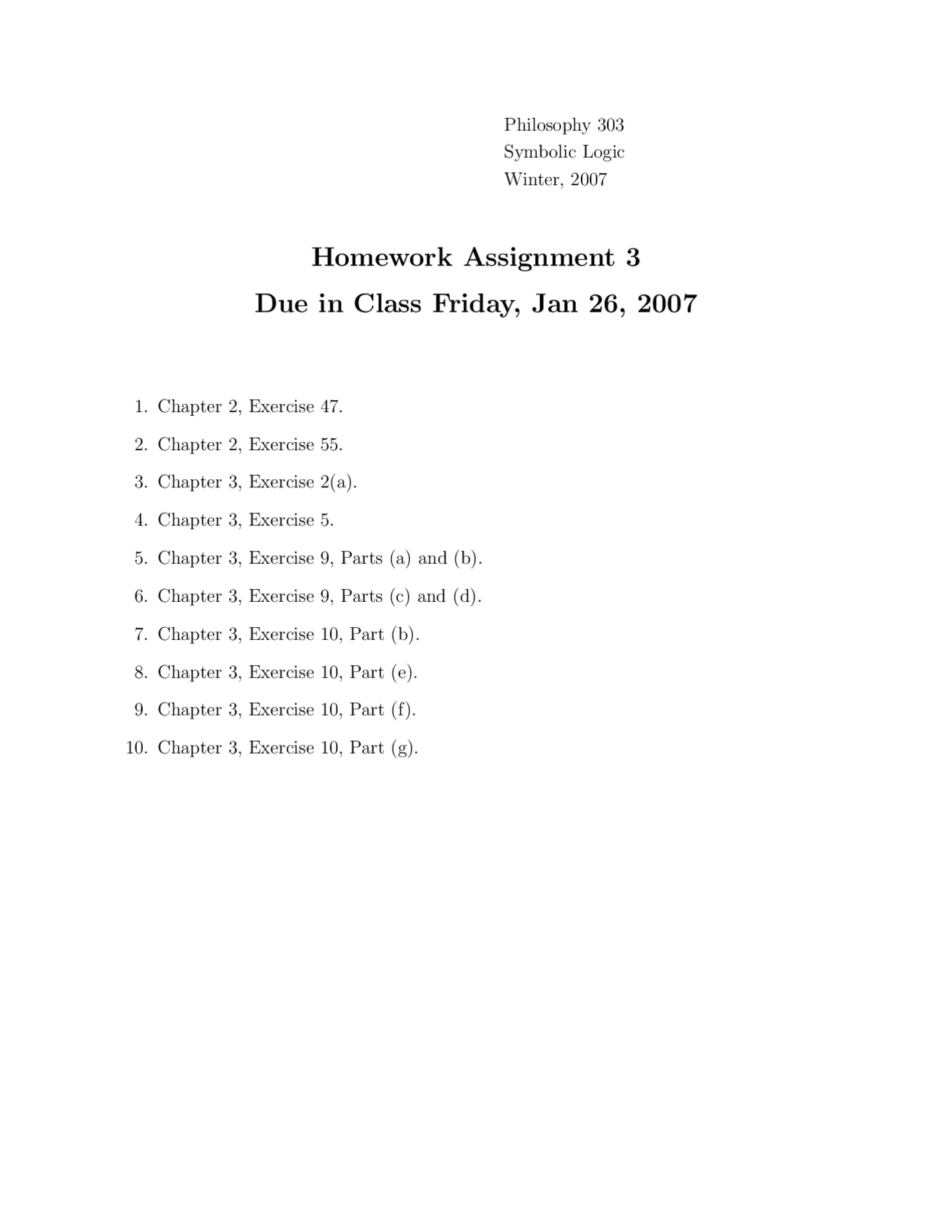 Introduction To Symbolic Logic Assignment Iii Phil 303 Docsity