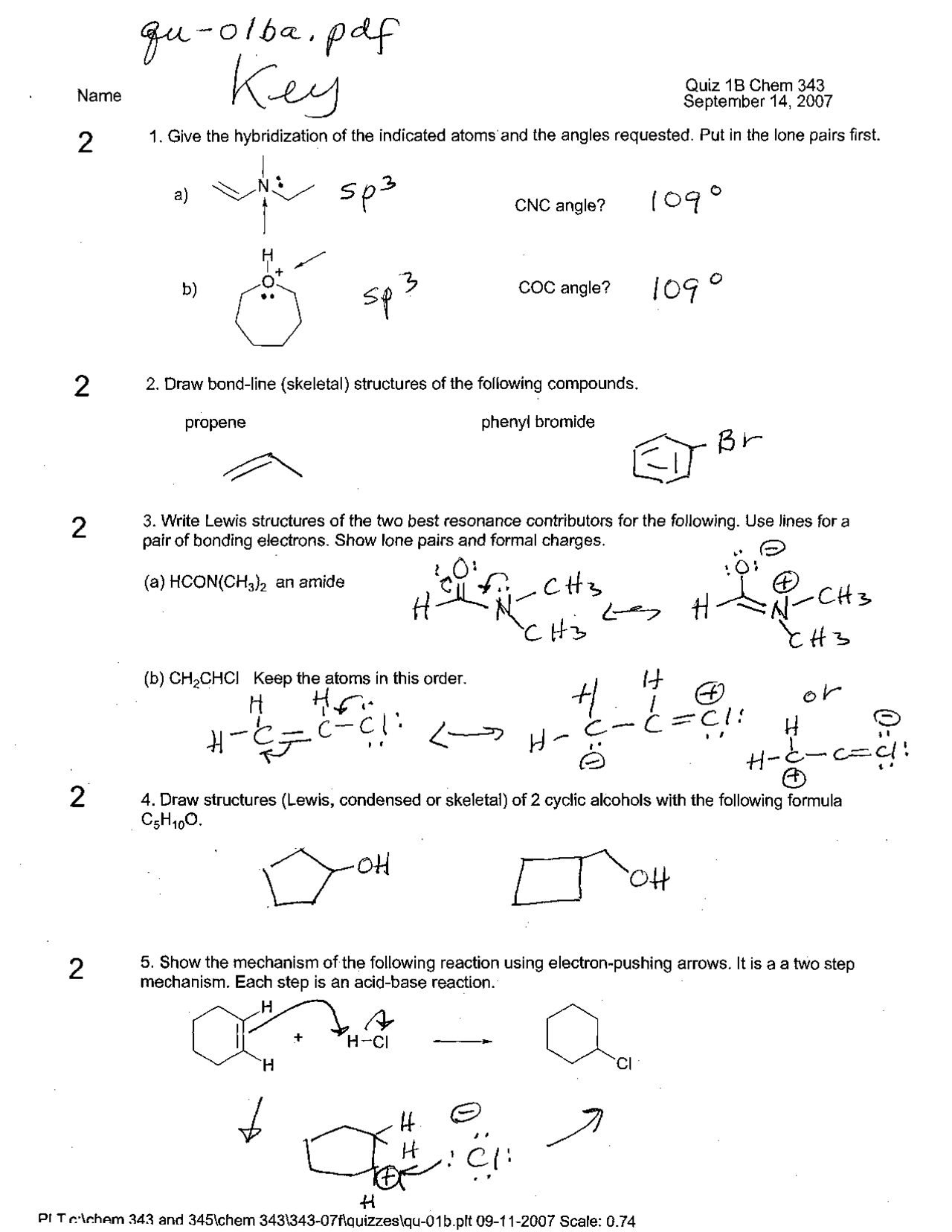 Lewis Structure - Introductory Organic Chemistry, Quiz Key | CHEM 343 ...