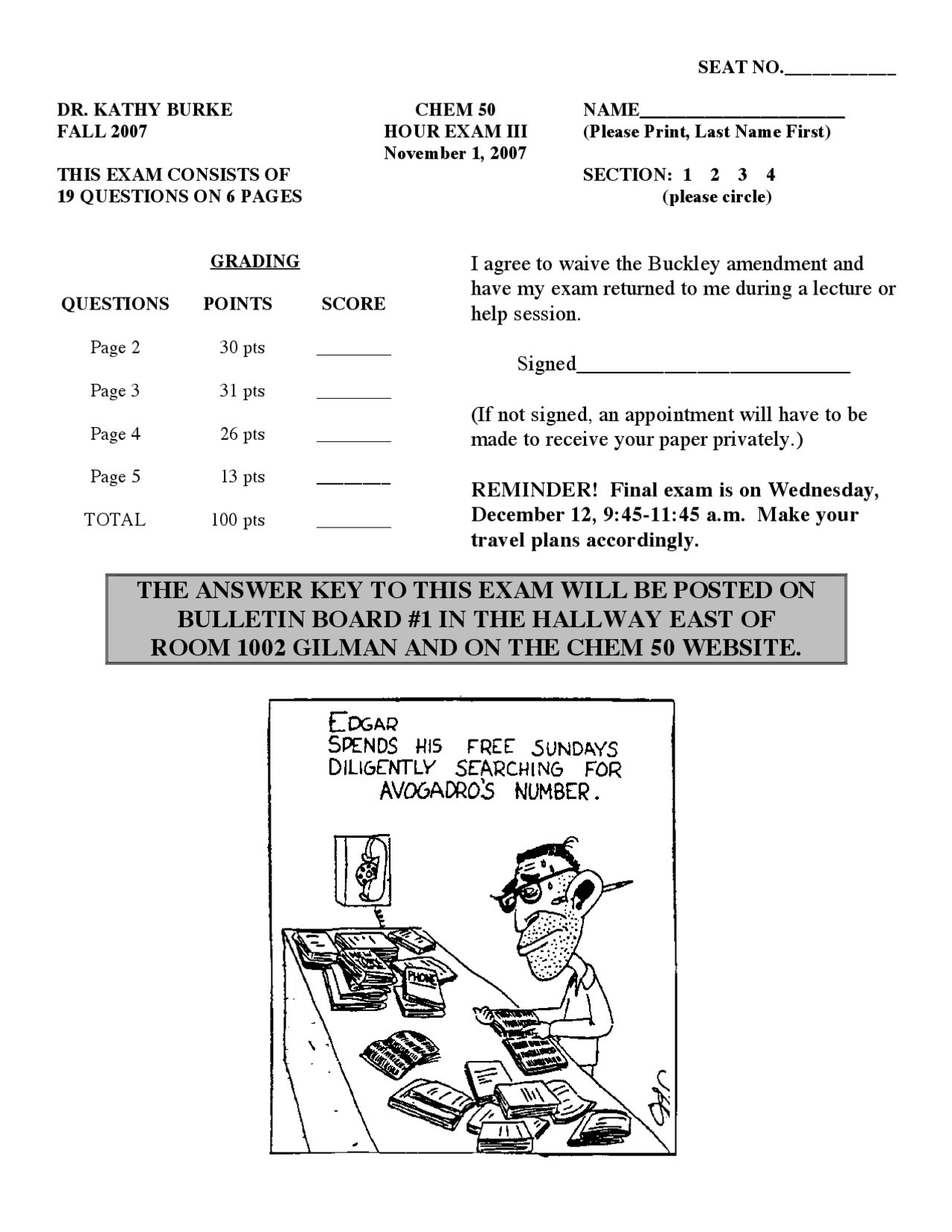 Practice Exam 3 - Preparation for College Chemistry | CHEM 50 - Docsity