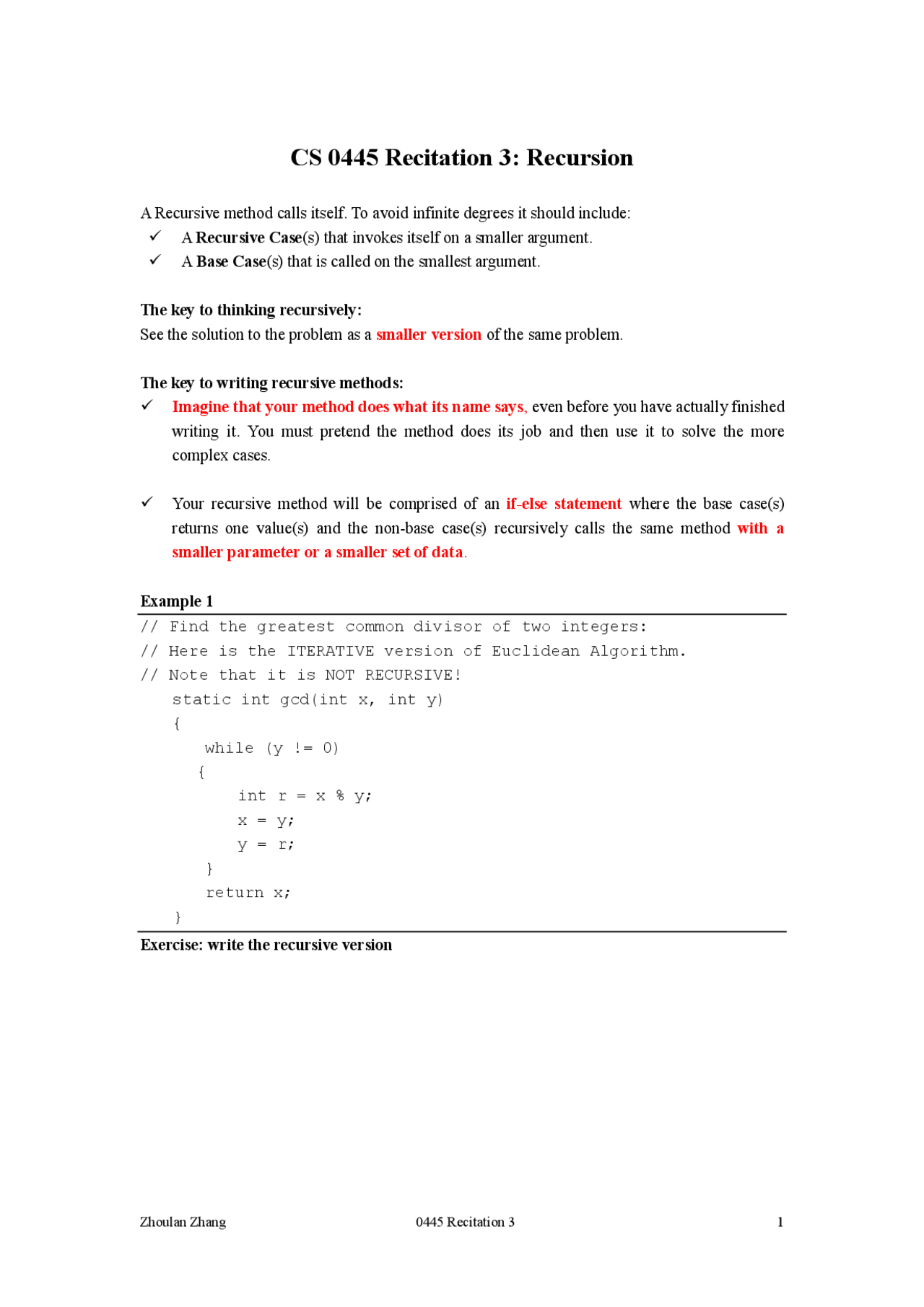 Final Review Of Recursion Data Structures Cs 0445 Docsity