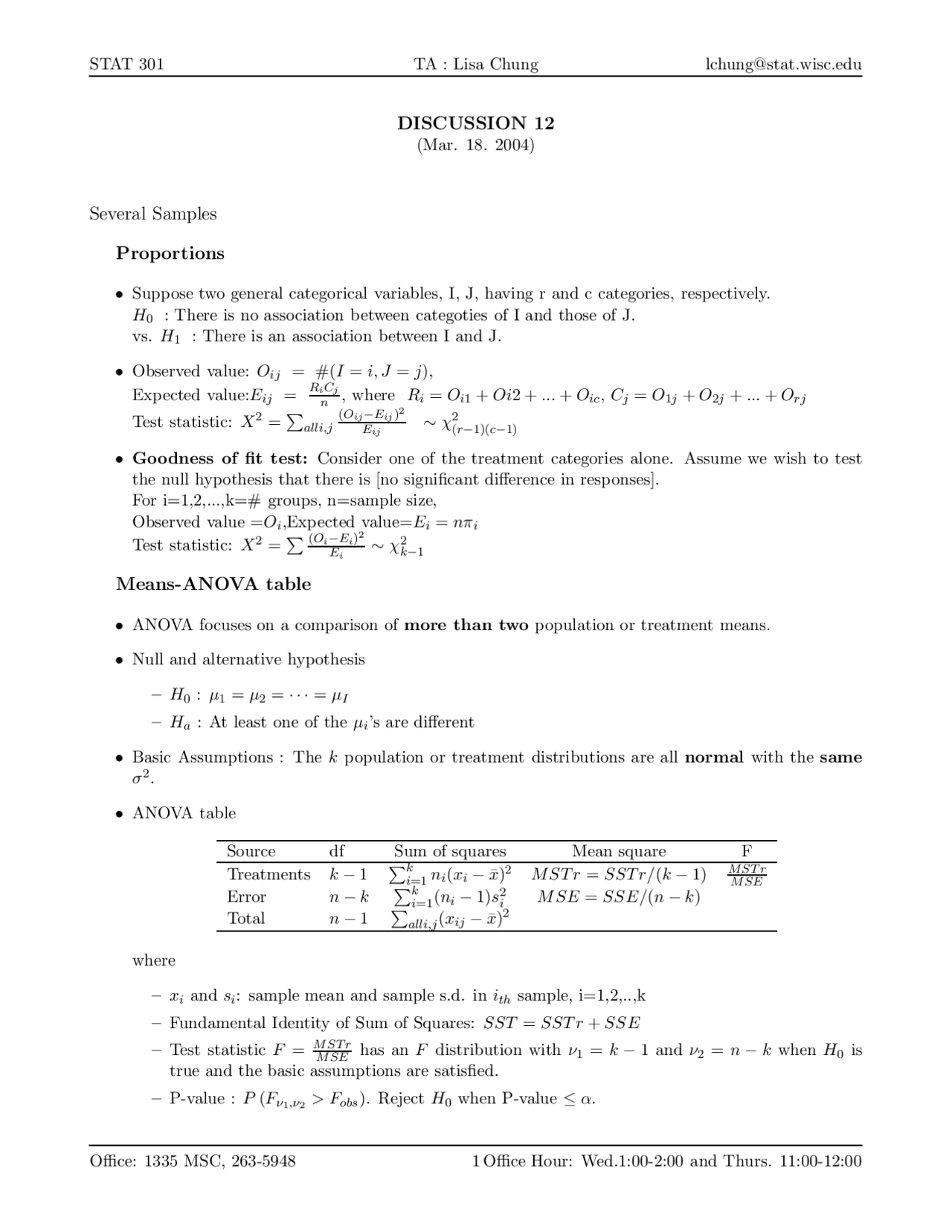 Statistical Inference: Goodness of Fit Test and Analysis of Variance ...