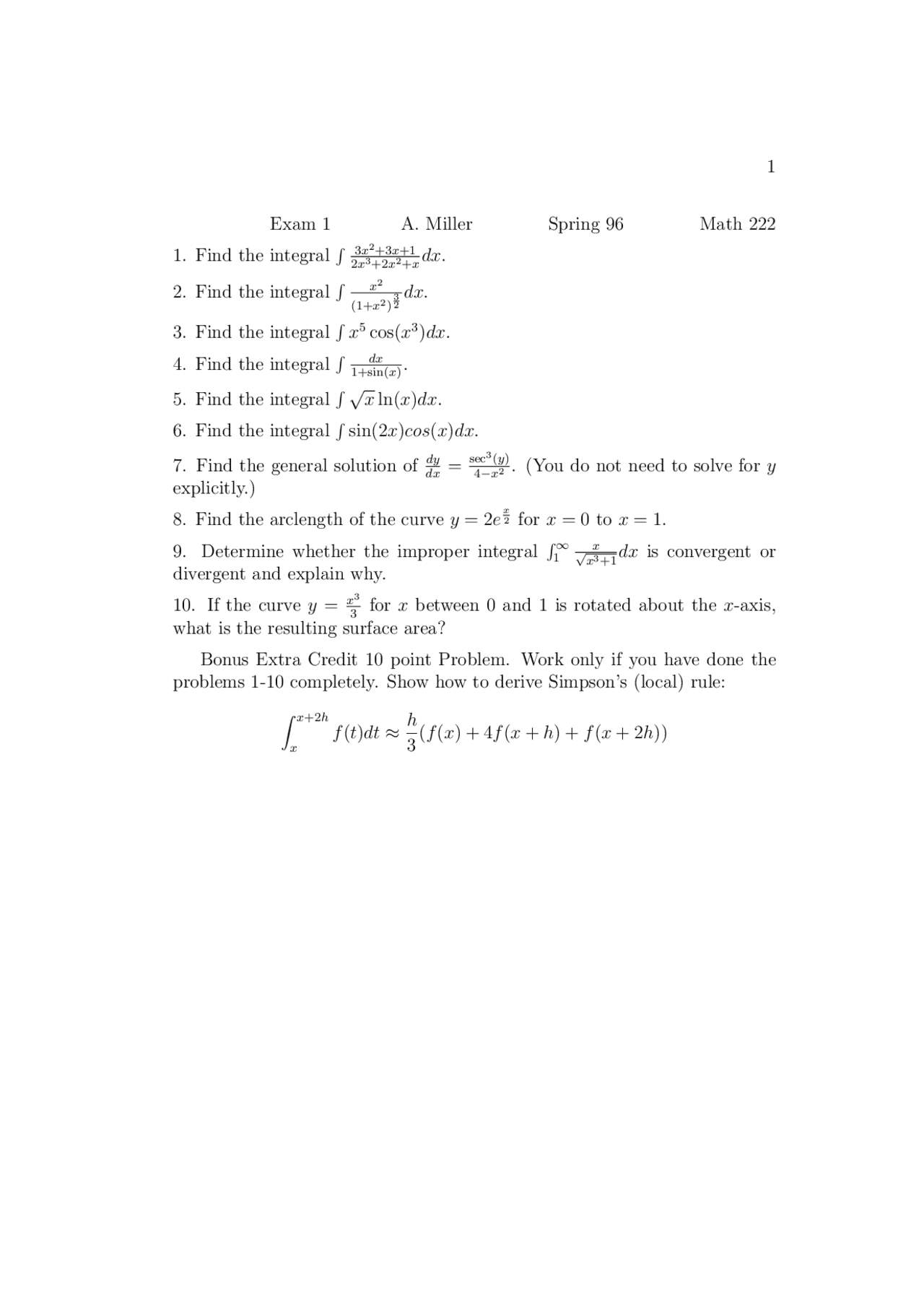 All Practice Questions for Final - Calculus and Analytic Geometry ...
