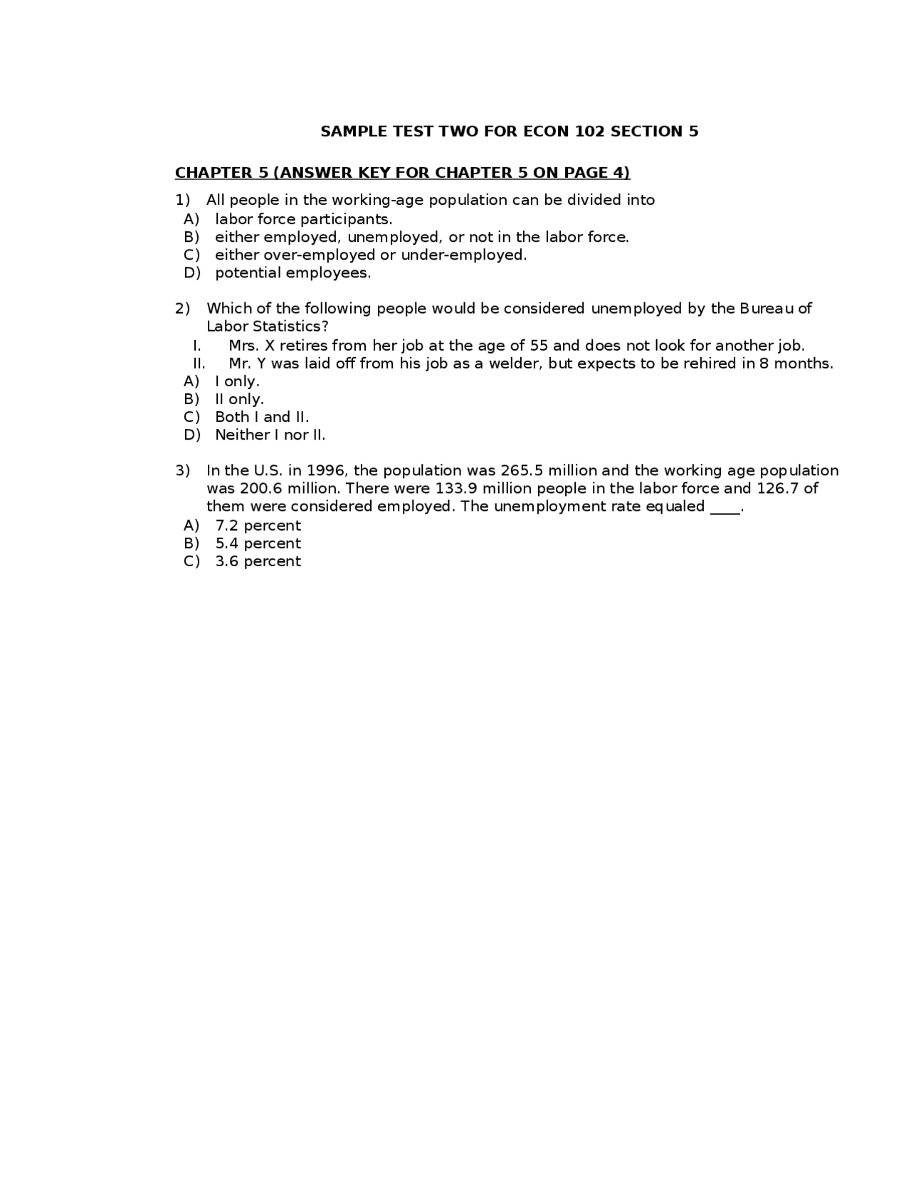 Multiple Choice Questions of Principles of Macroeconomics - Final Exam ...