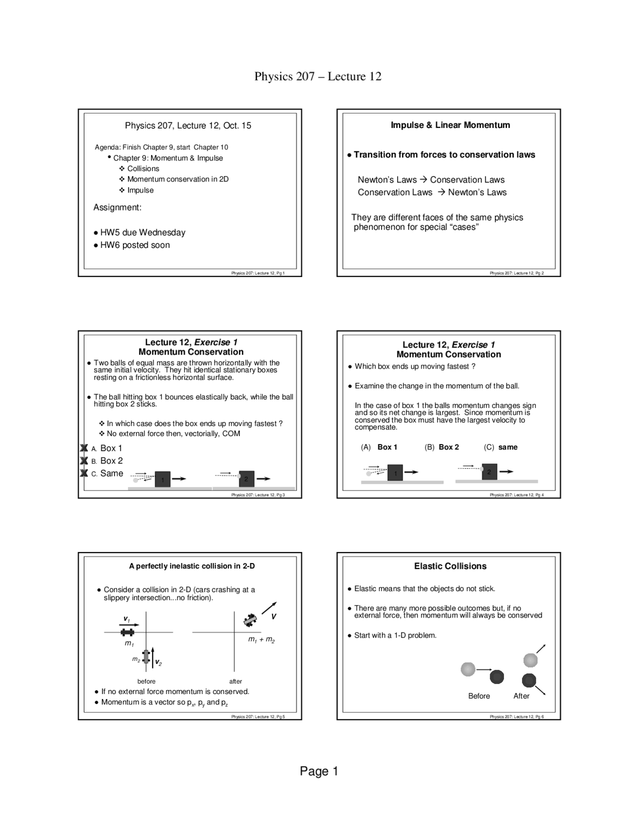 Impulse And Linear Momentum Lecture Slides Physics 207 Docsity