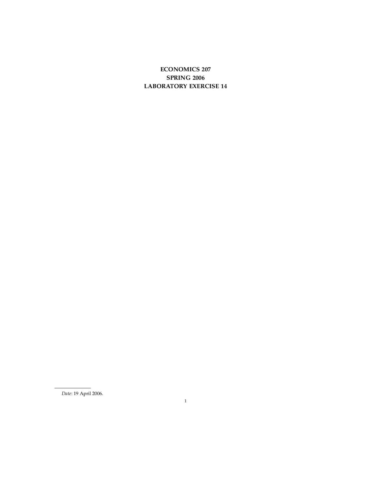 Lab 14 Applied Economics Optimization Spring 2006 Econ 207 Docsity