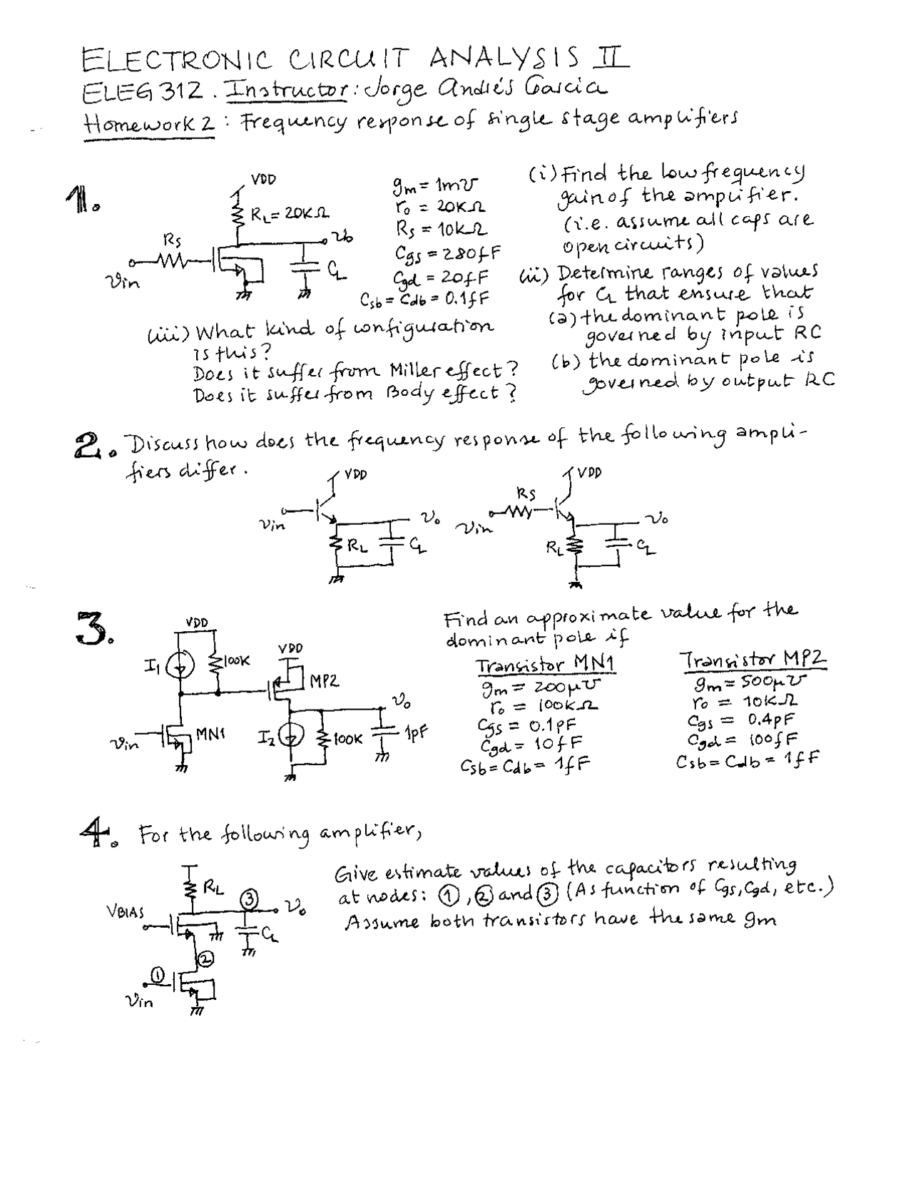 Solutions For Homework Ii Frequency Response Single Stage Amplifiers