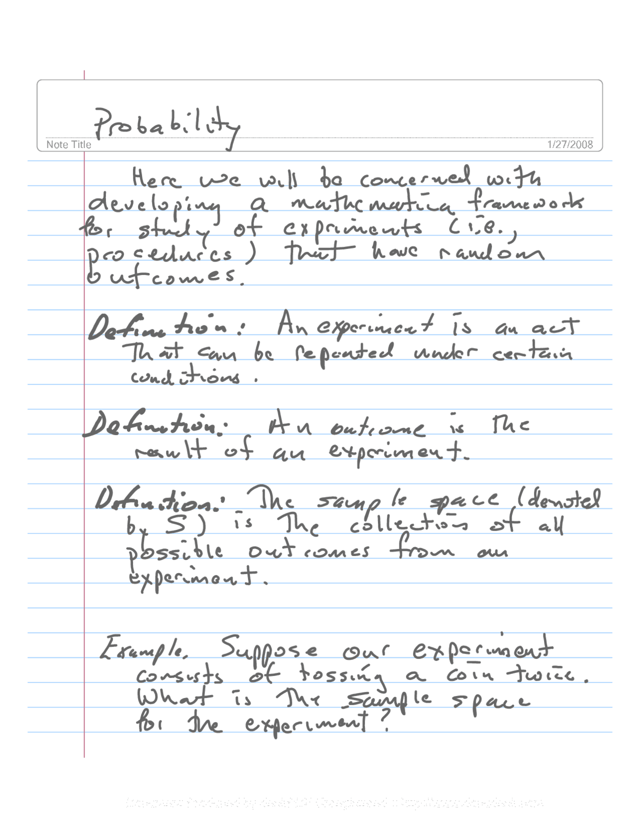 Handwritten Notes on Probability | STP 421 | Study notes Probability ...