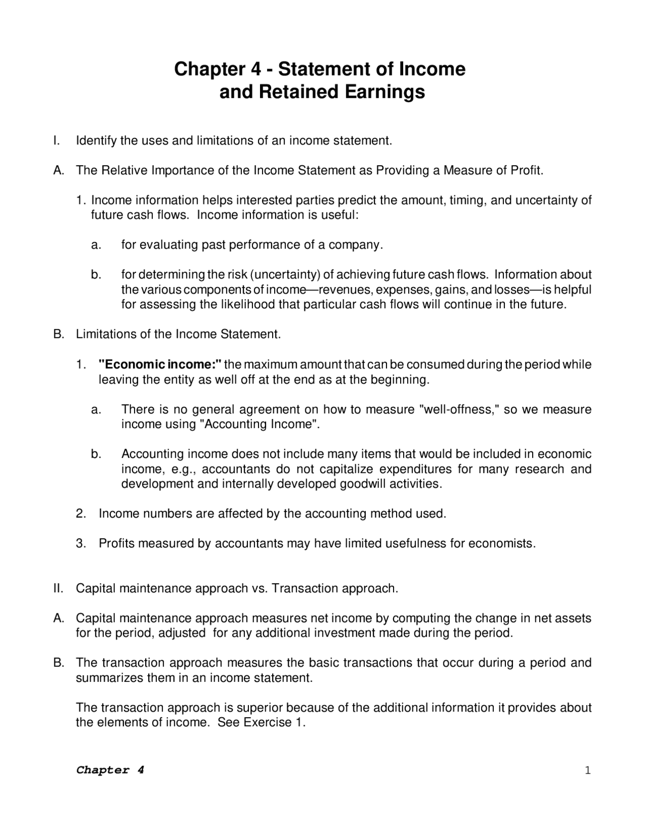 Statement of Income and Retained Earnings - Notes | Accy 303 - Docsity